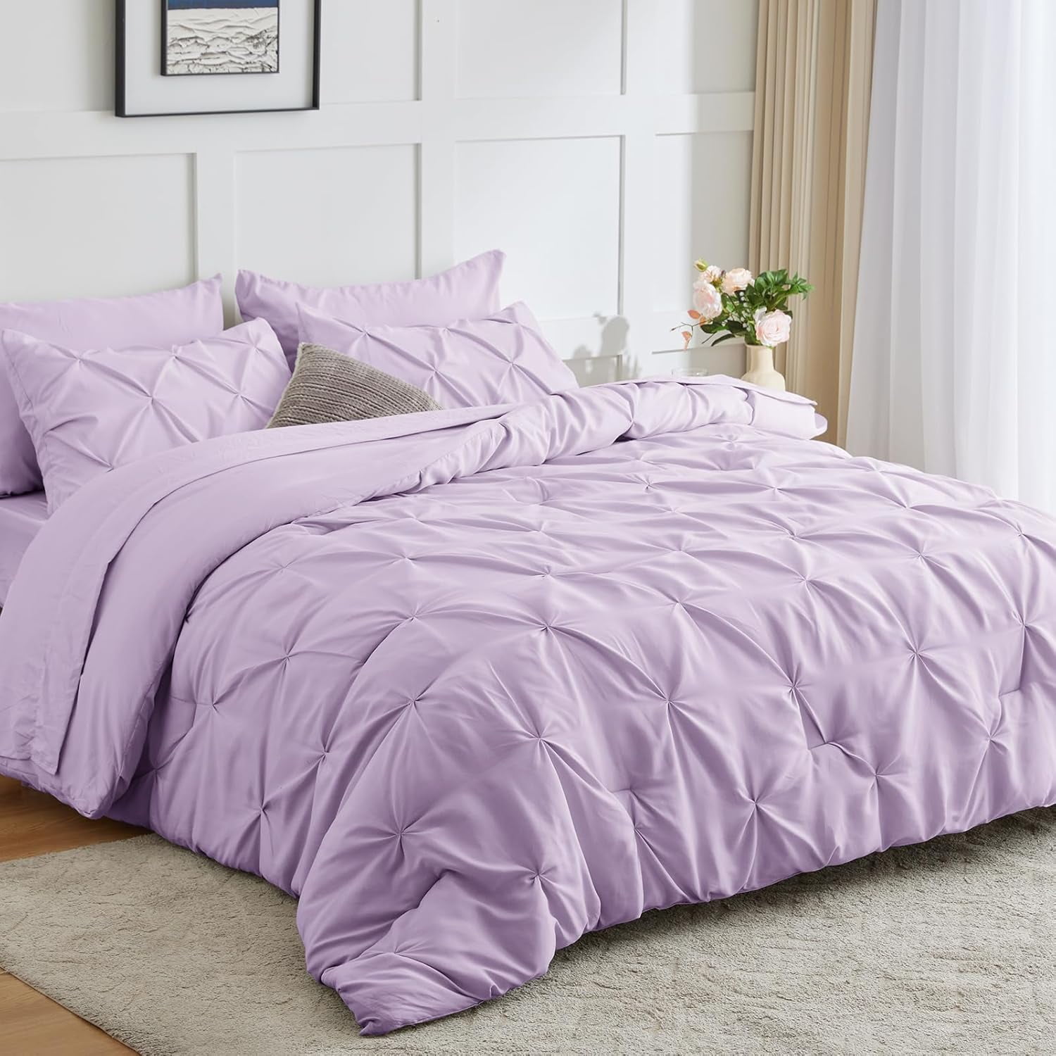 Light Purple Comforter Set Queen (88"x88") 7 Pieces Lavender Comforter ...