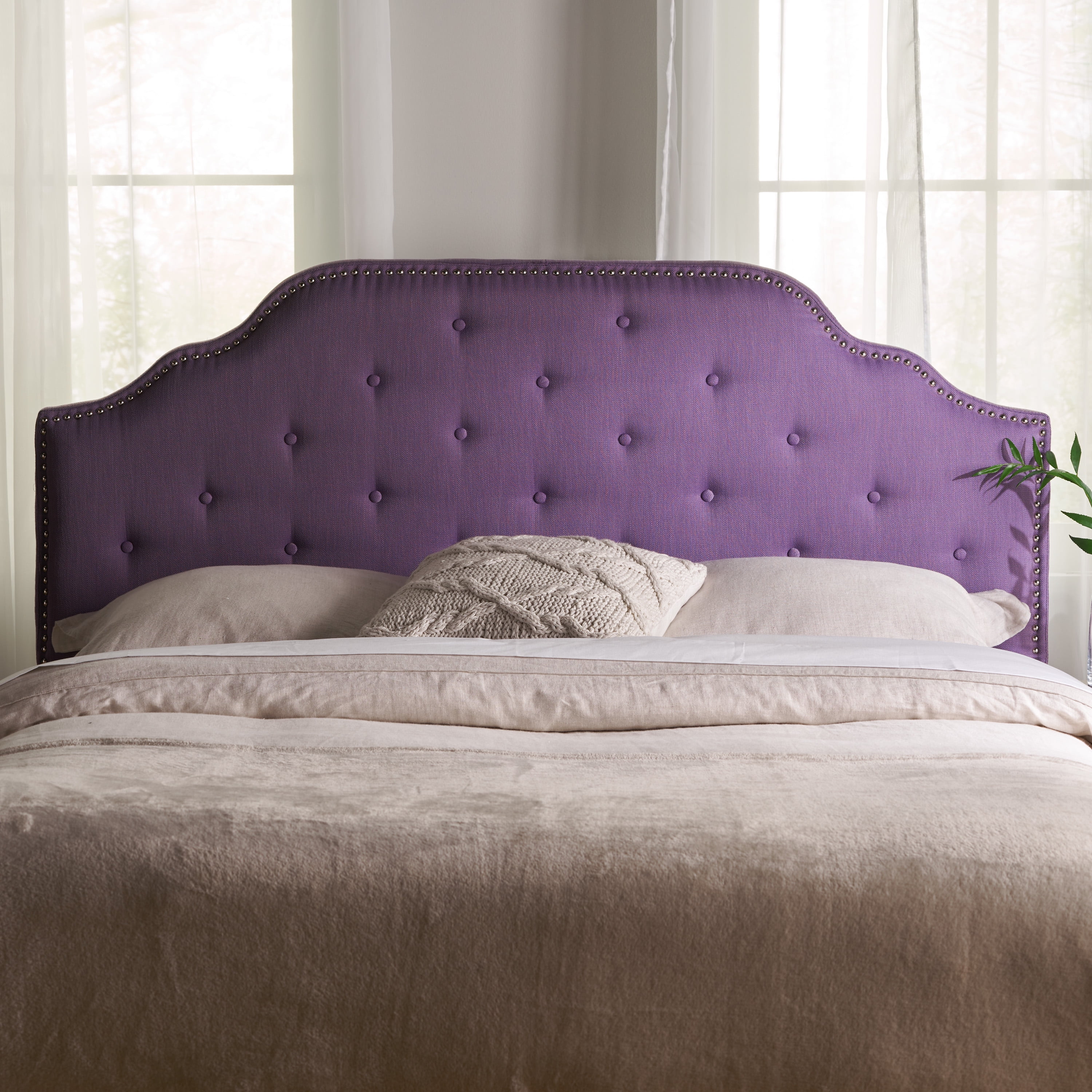 Light Purple Fabric Tufted Button Headboard for Queen and Full Size ...