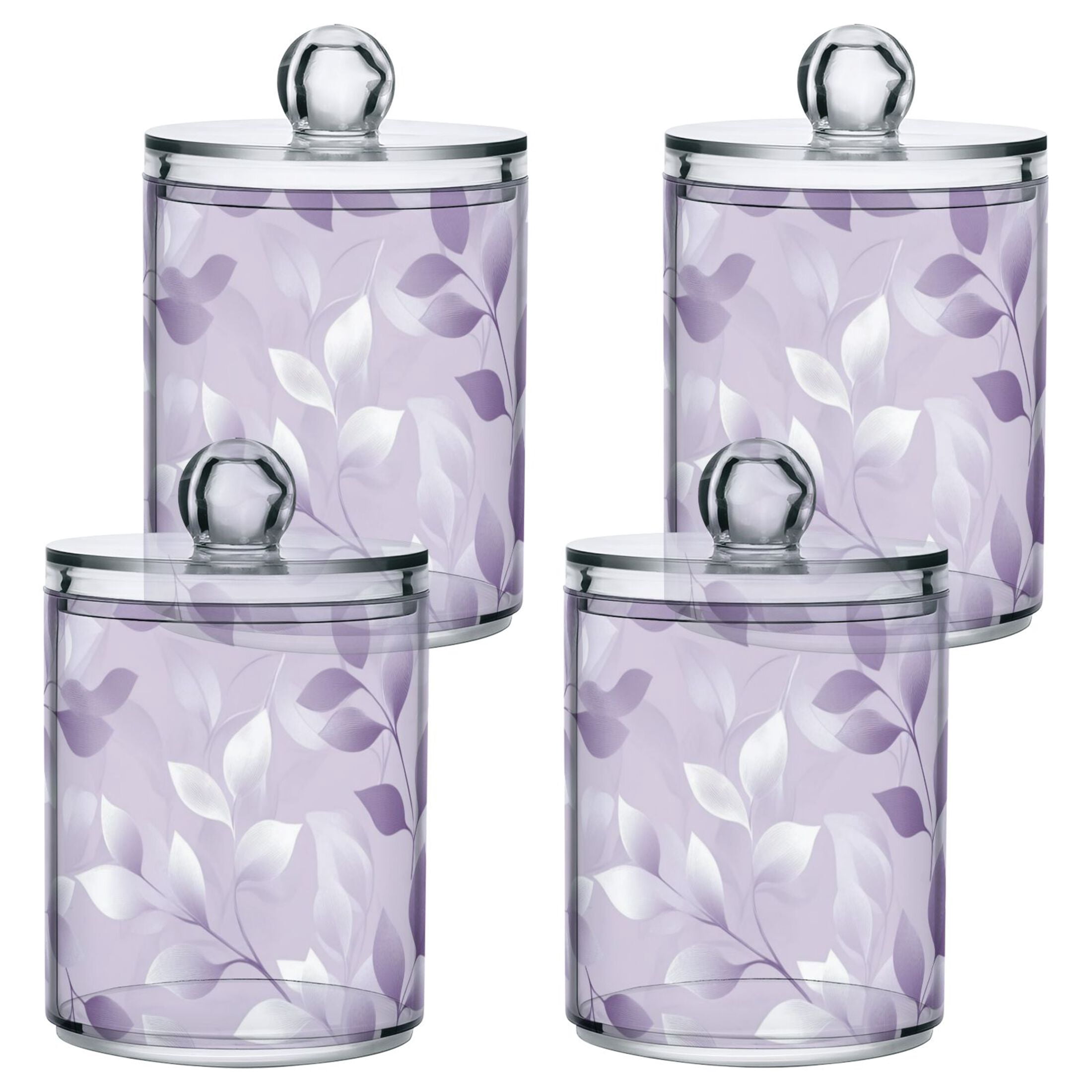 Light Purple Leaves Vines Translucent Plastic Cans Storage Canisters ...