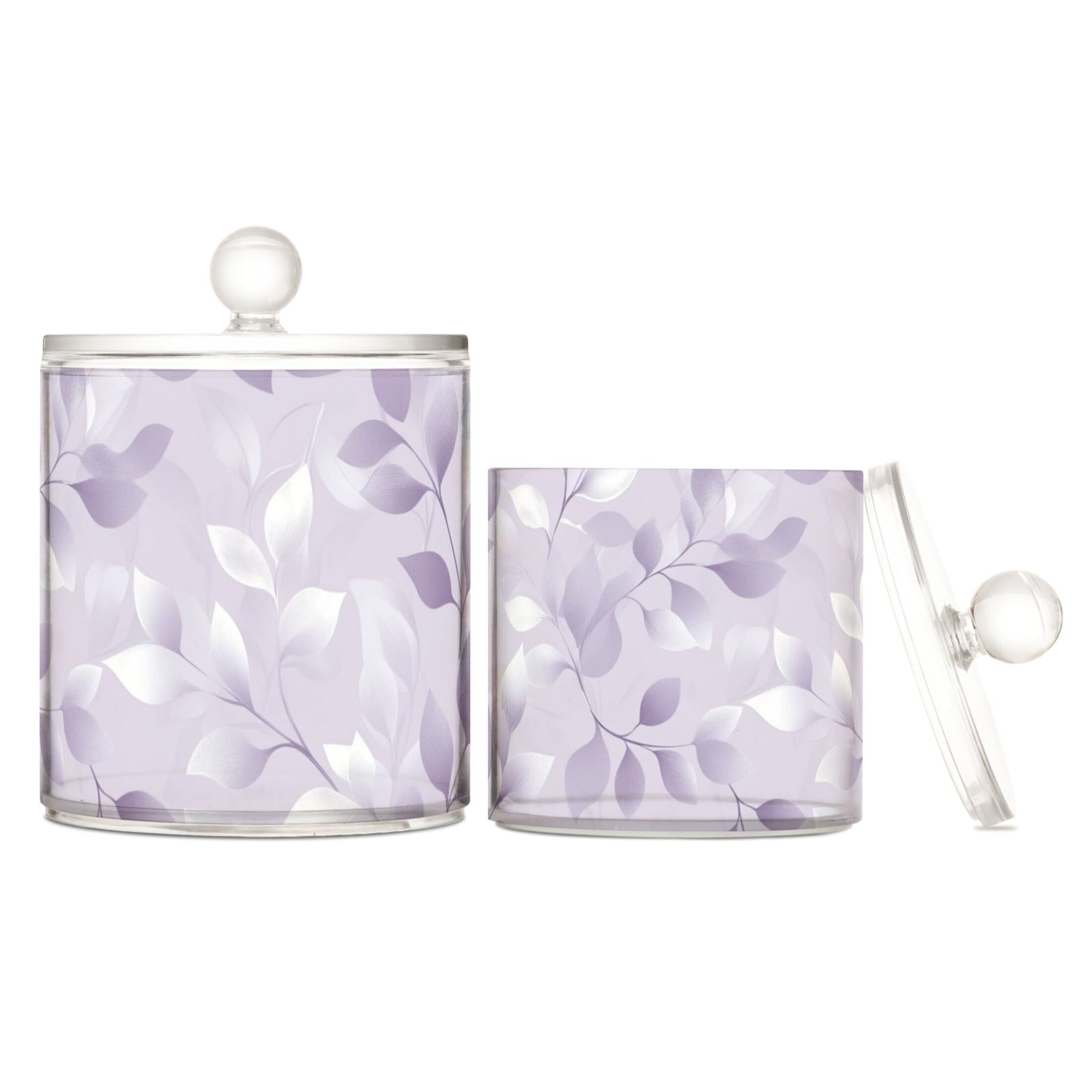 Light Purple Leaves Vines Translucent Plastic Cans Storage Canisters ...