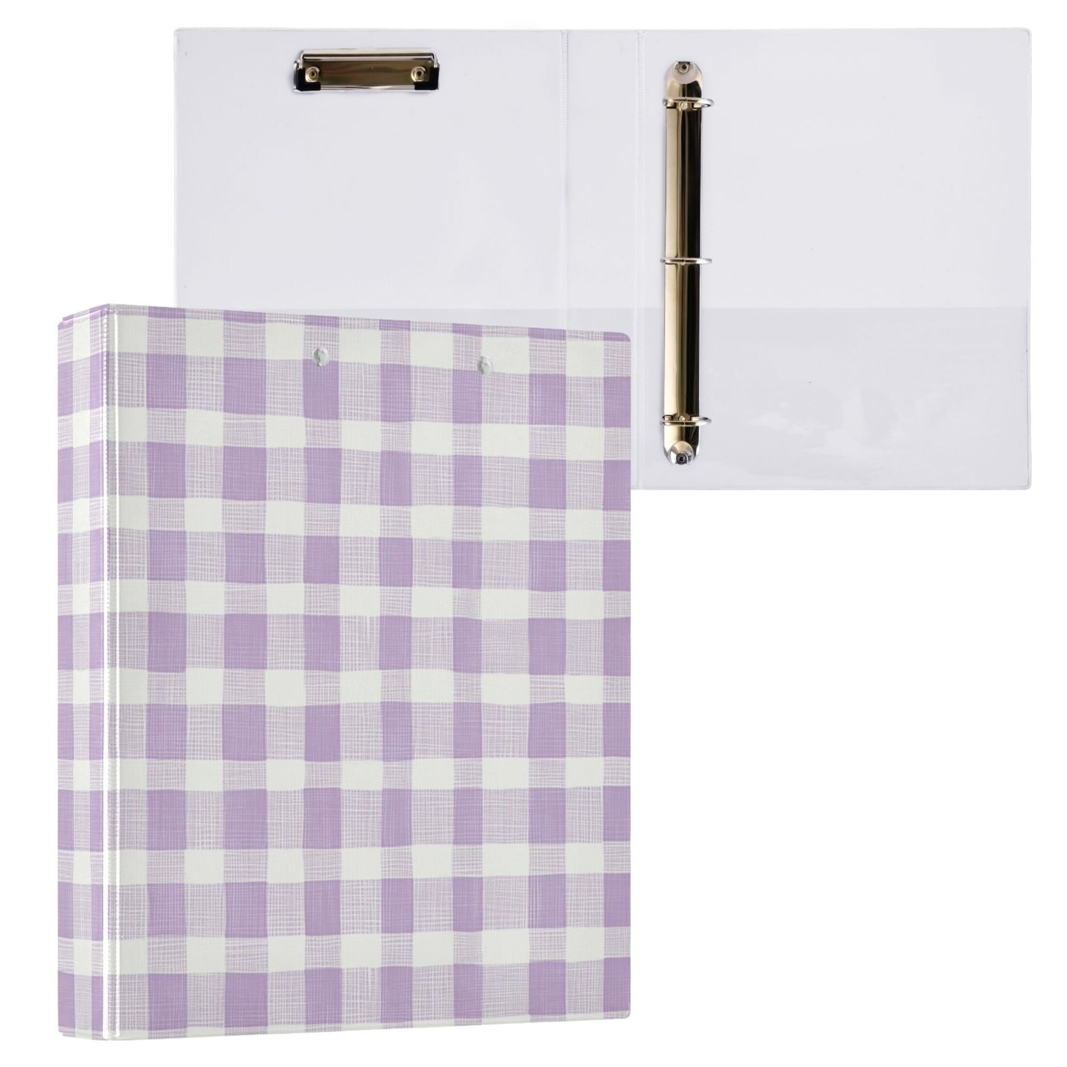 Light Purple Plaid 3 Ring Hardcover Binders 1.5in Round Rings for ...