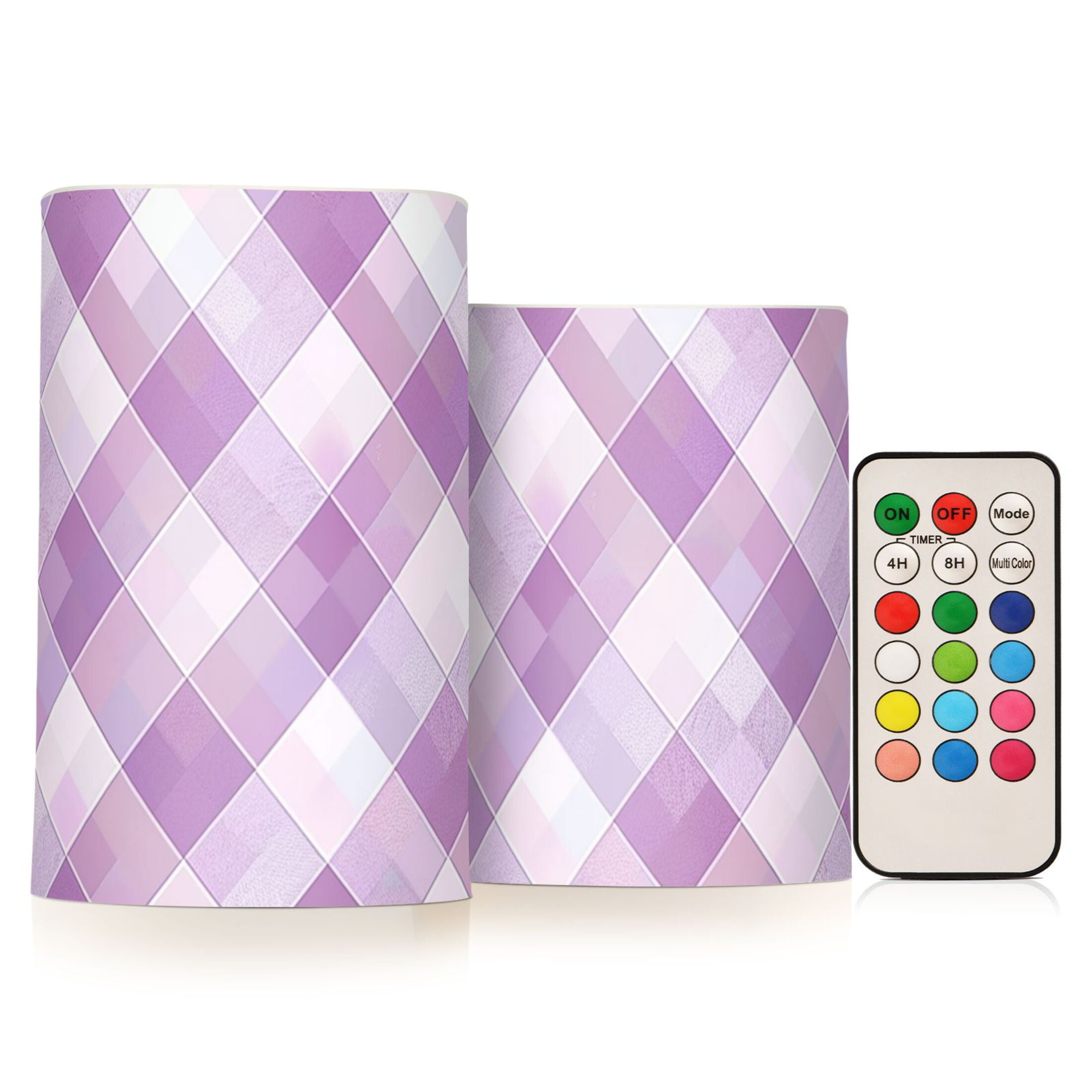 Light Purple Plaid Pattern Flickering Flameless Candles LED Tealight ...