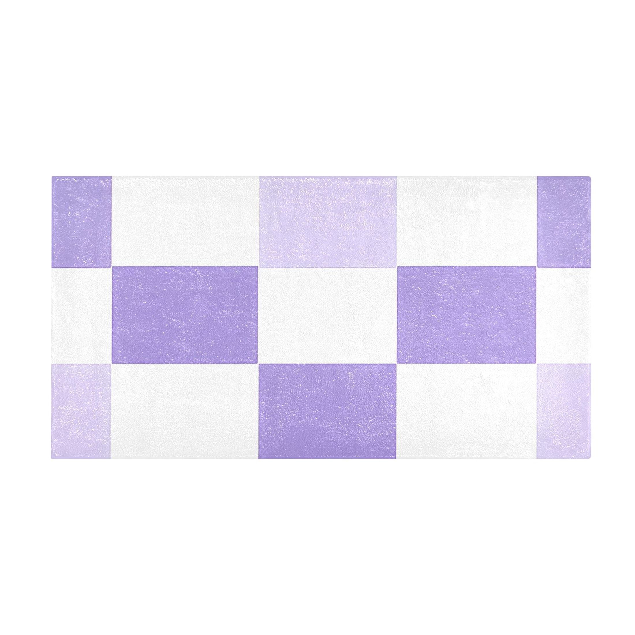Light Purple Squares Pattern Bath Mat 39x20 Inch Soft Absorbent Non ...