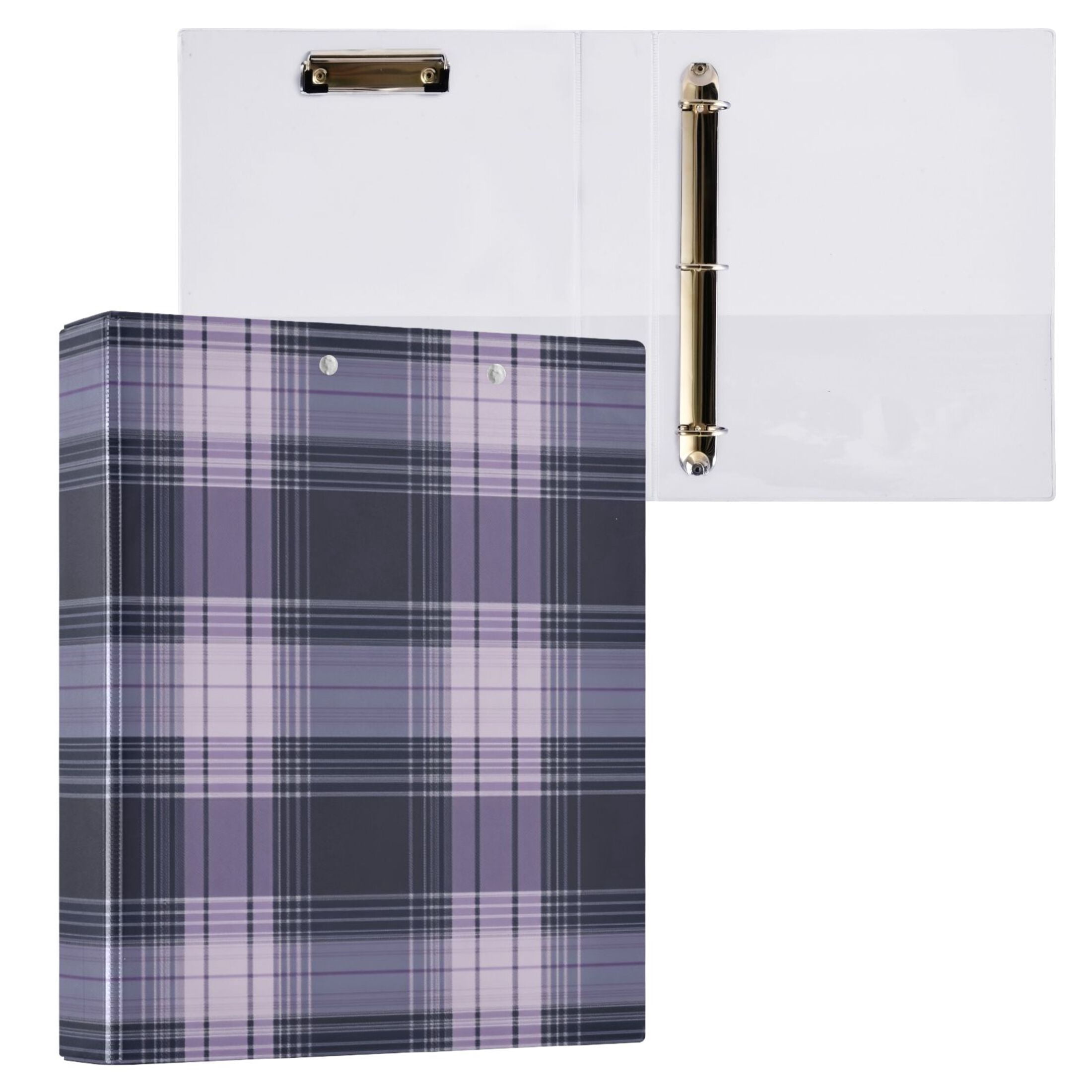 Light Purple Tartan 3 Ring Hardcover Binders 1.5in Round Rings for ...