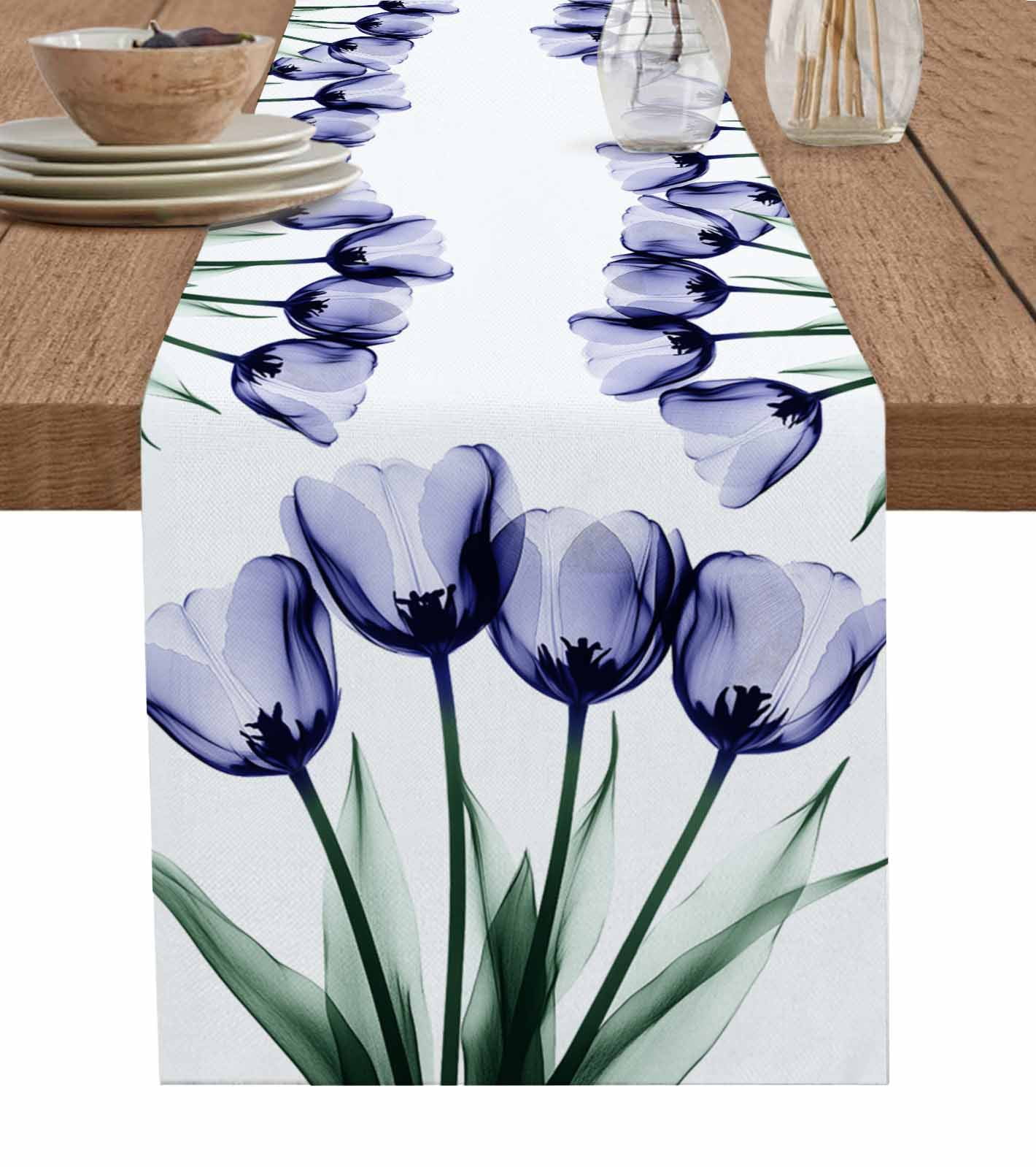 Light Purple Tulip Table Runner 72 Inches, Farmhouse Elegant Flowers ...