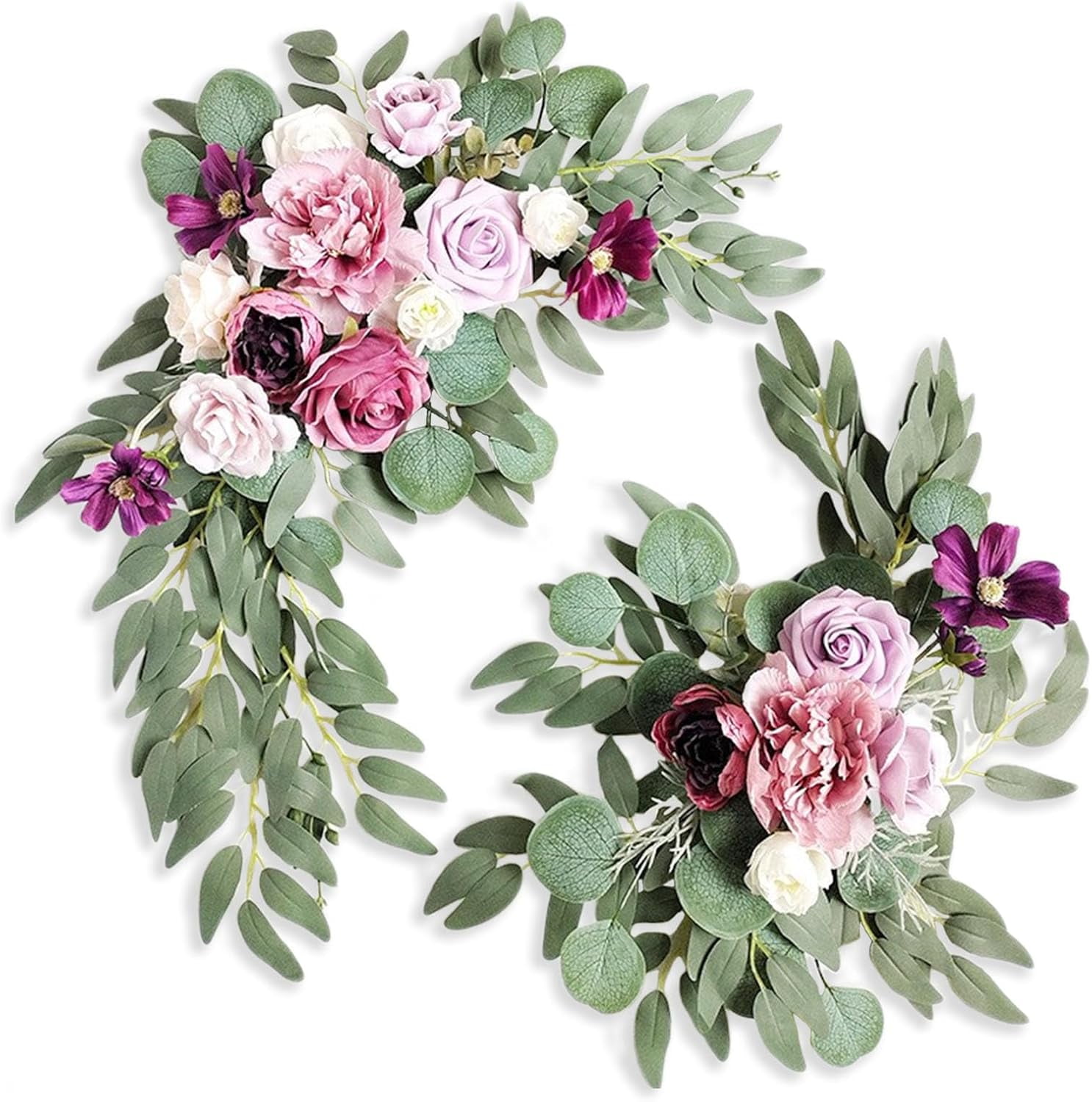 Light Purple Wedding Arch Flowers, Faux Flower Swag Set of 2, Pink ...