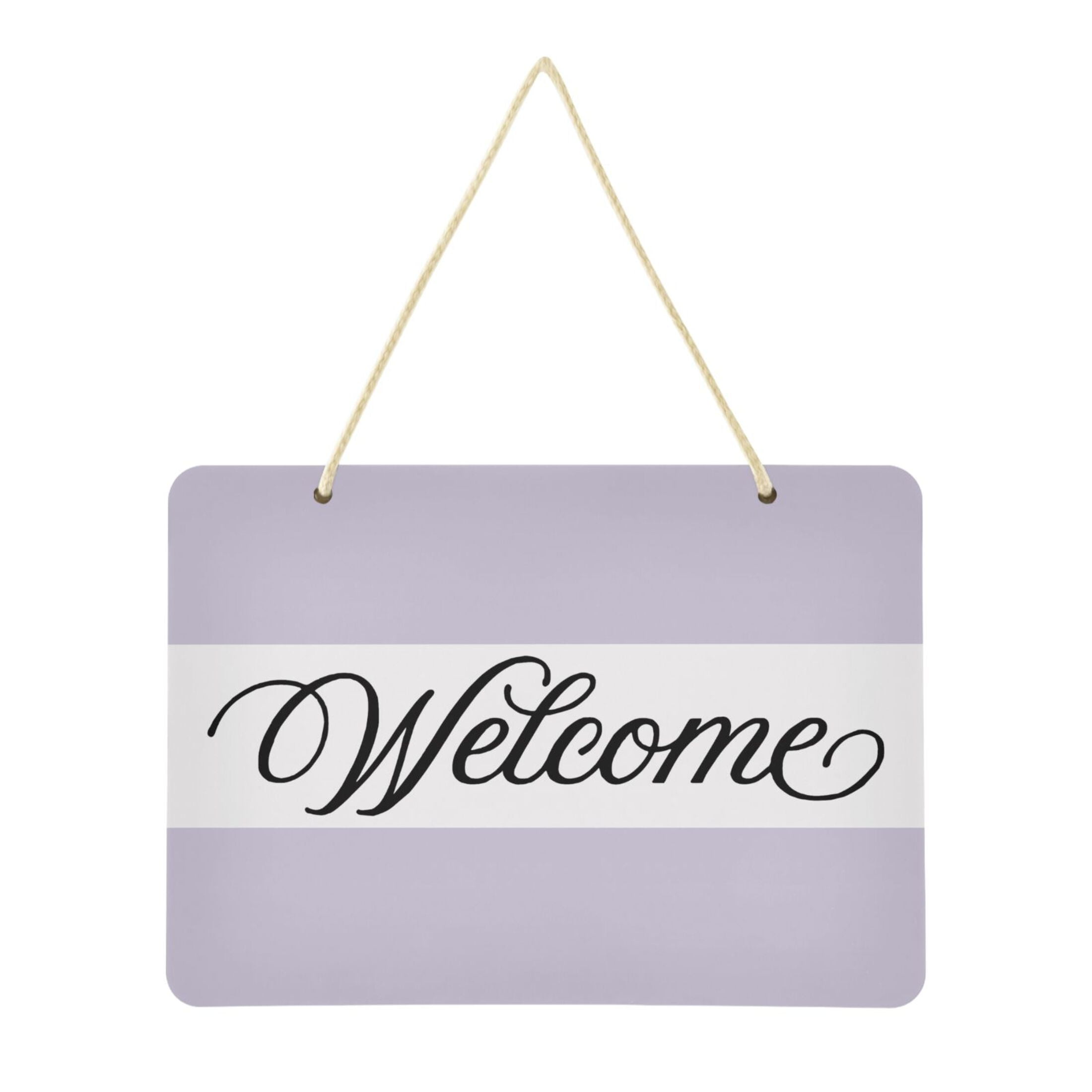 Light Purple Welcome Sign Front Door PVC 14x10 inch Hanger Hello Sign ...