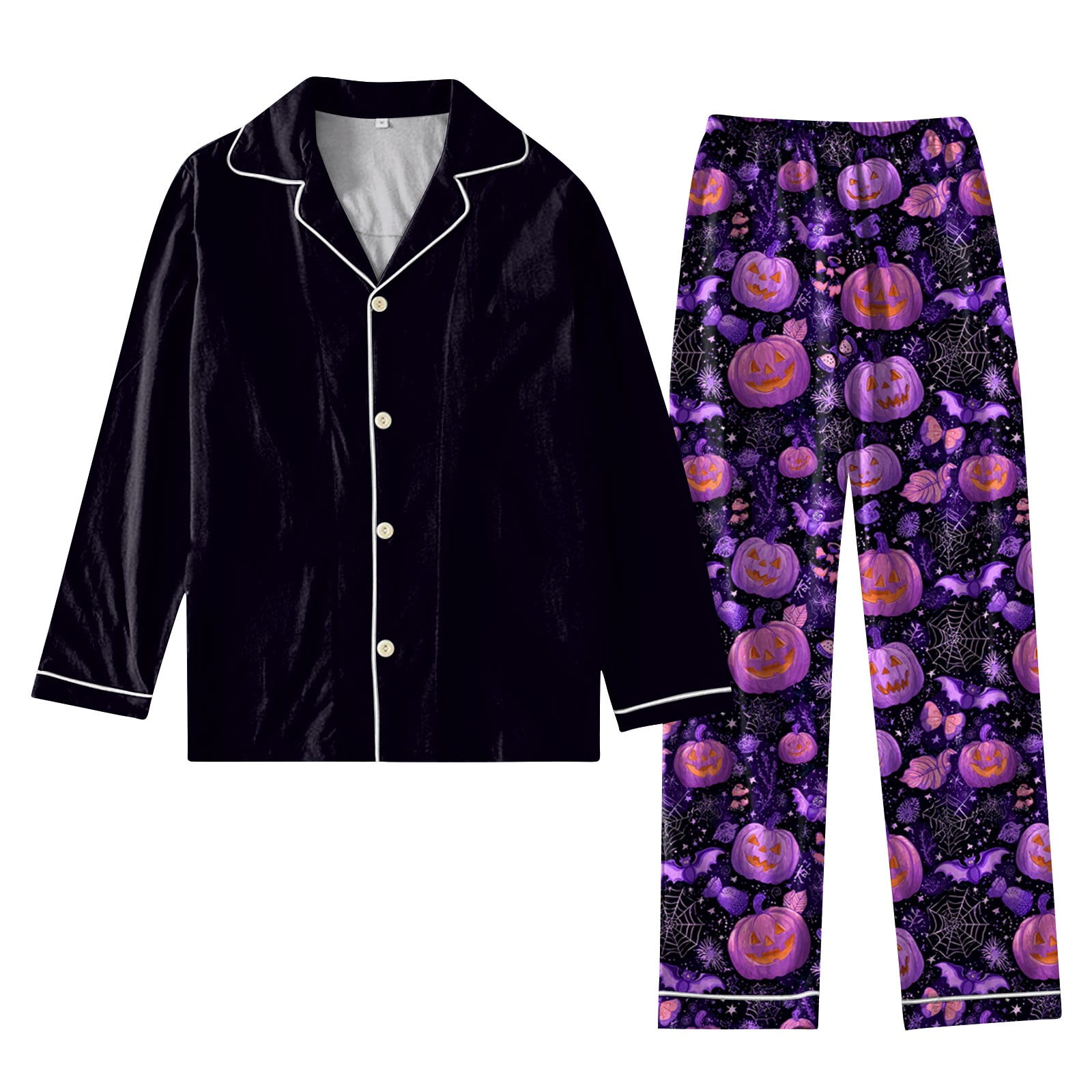 Light Purple Women Pajamas Set Print Button Down Pj Sets Loose ...