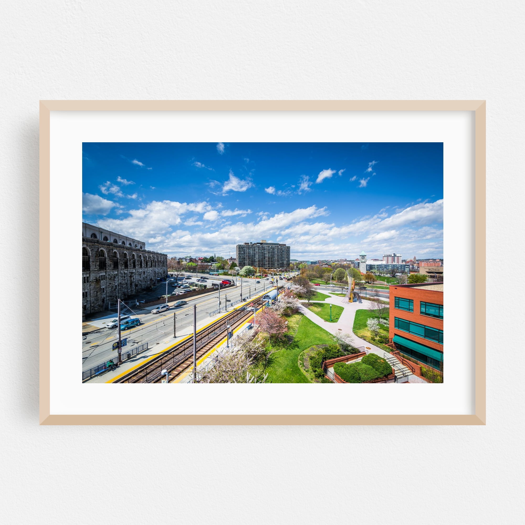 Light Rail in Midtown - Baltimore Maryland Photography Oak Framed Wall ...
