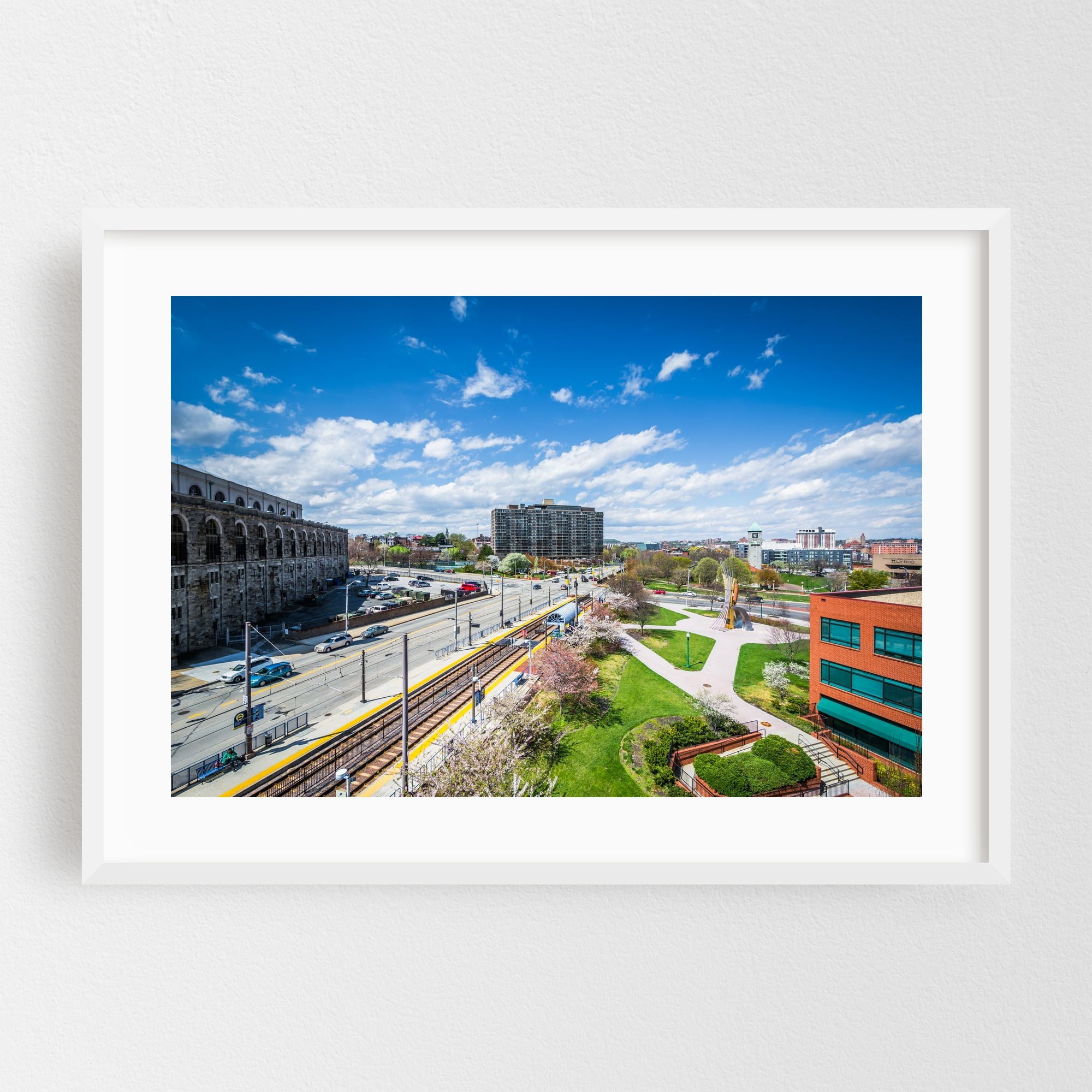 Light Rail in Midtown - Baltimore Maryland Photography White Framed ...