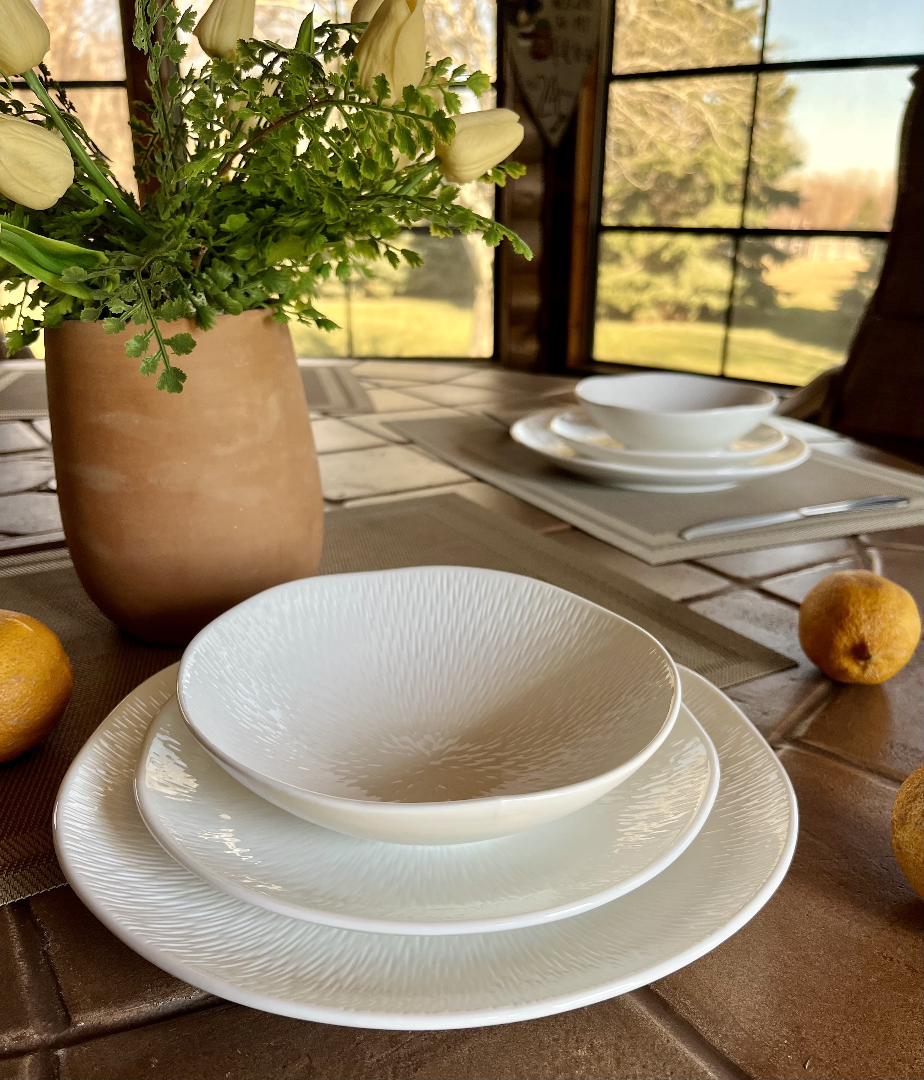 Light Rain Durable White Porcelain Dinnerware Set - Walmart.com