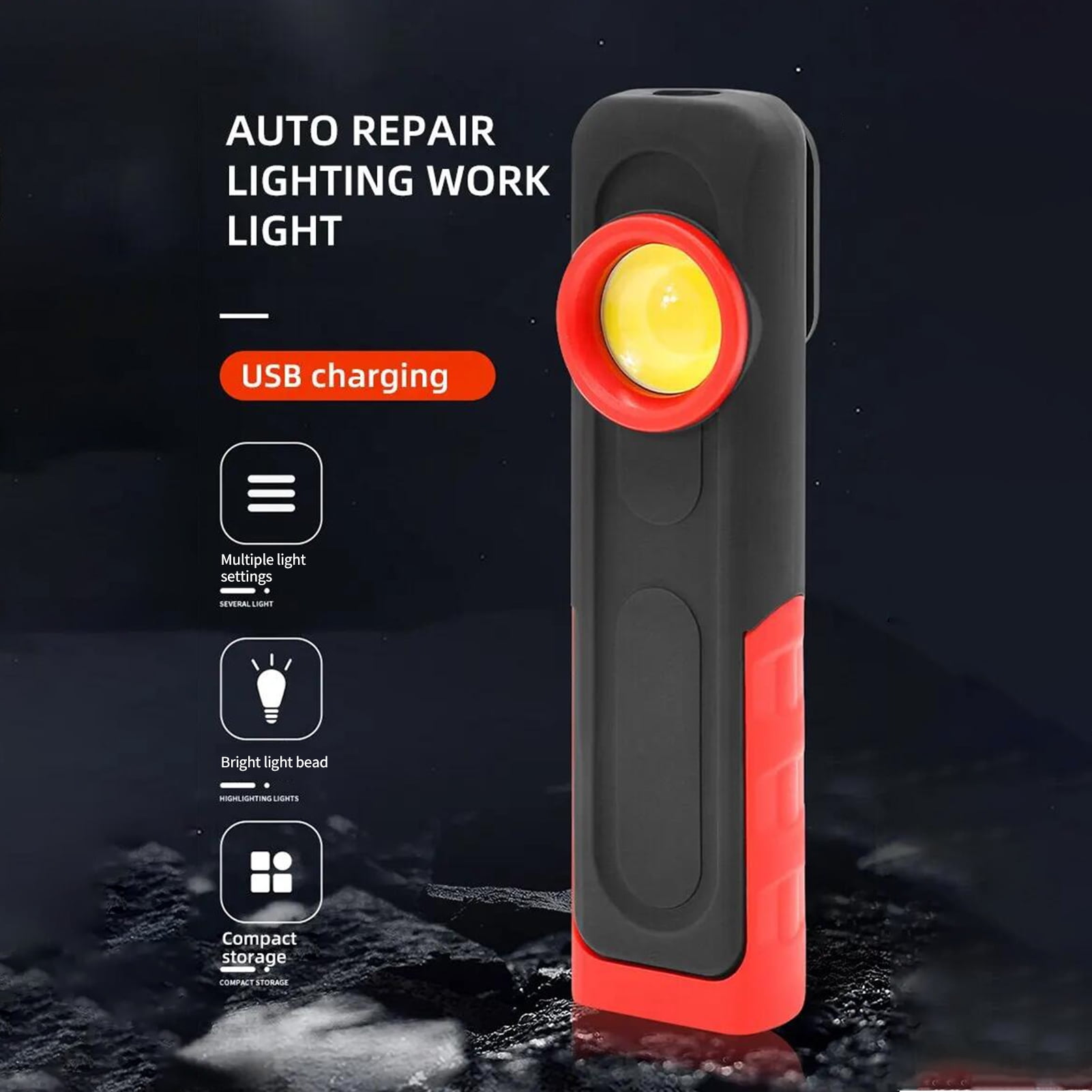 Light Rechargeable LED Work Light With Magnetic Base And 360 Rotation ...