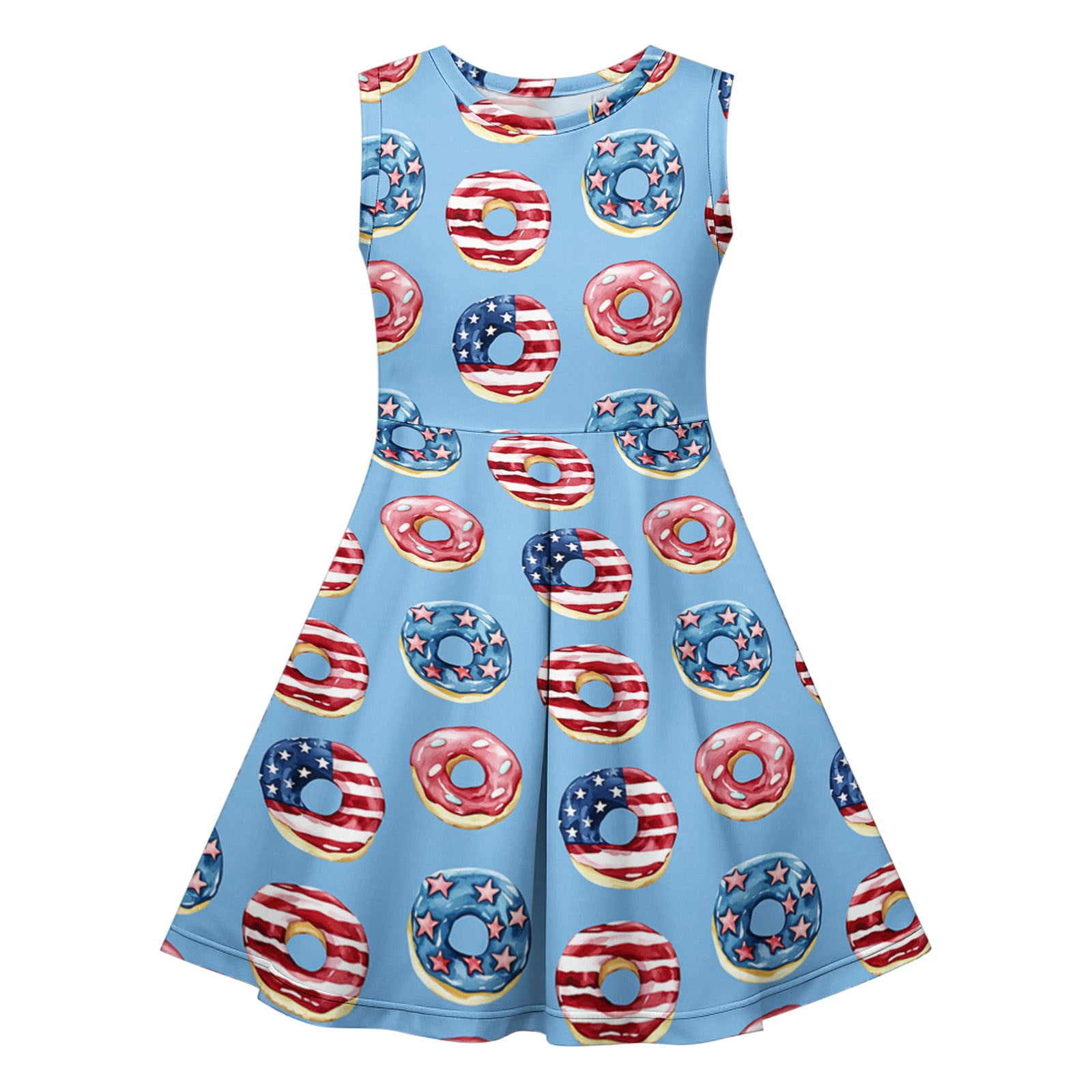 Light Royal Blue Boy Girl Merica Stars Graphic Slimming Tunics for Kids ...