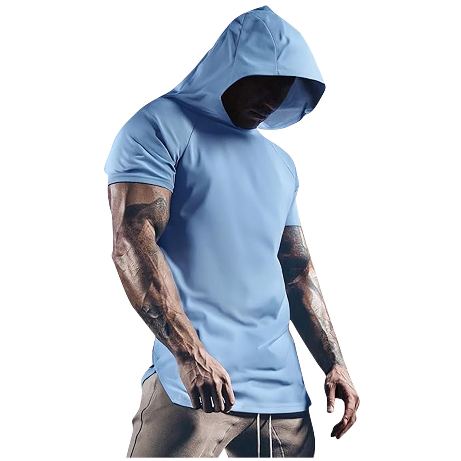 Light Royal Blue Lounge Hoods for Man Fall Summer Short Sleeve Crew ...