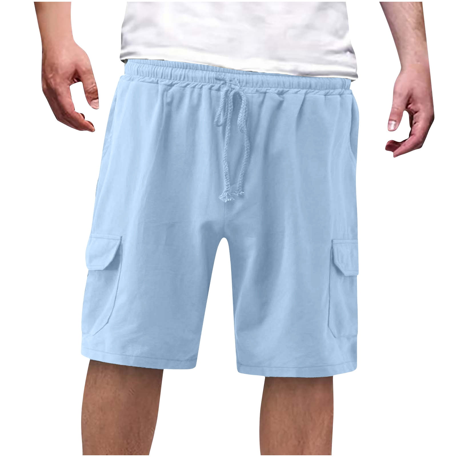 Light Royal Blue Man Shorts for Man Faux Linen Wild Cargo Beach Brunch ...