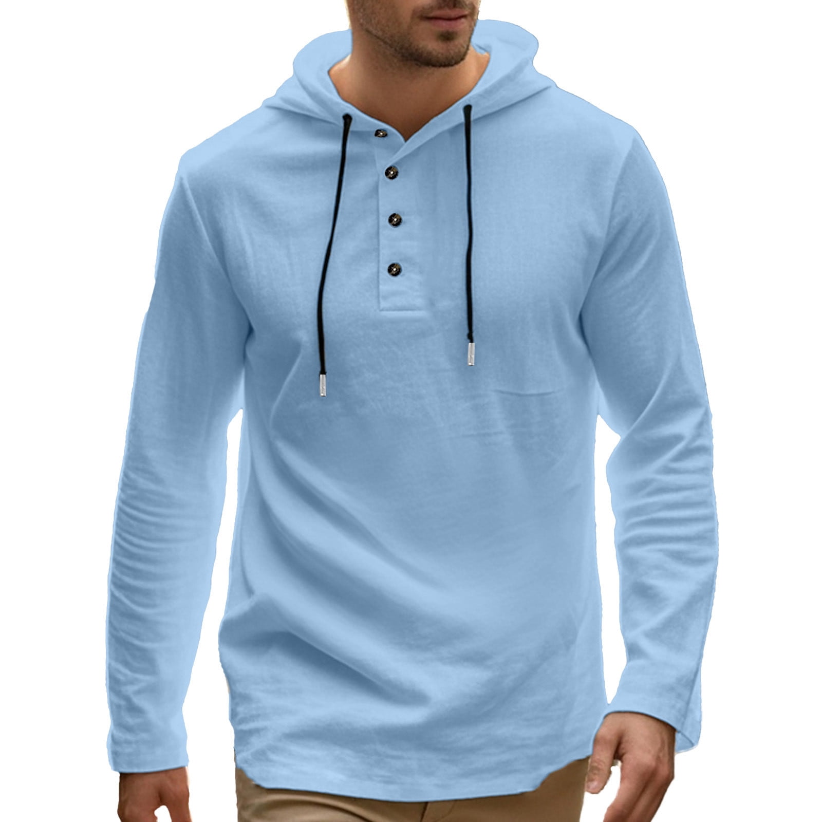 Light Royal Blue Mens Brunch Button Long Sleeve Jackets Hooded ...
