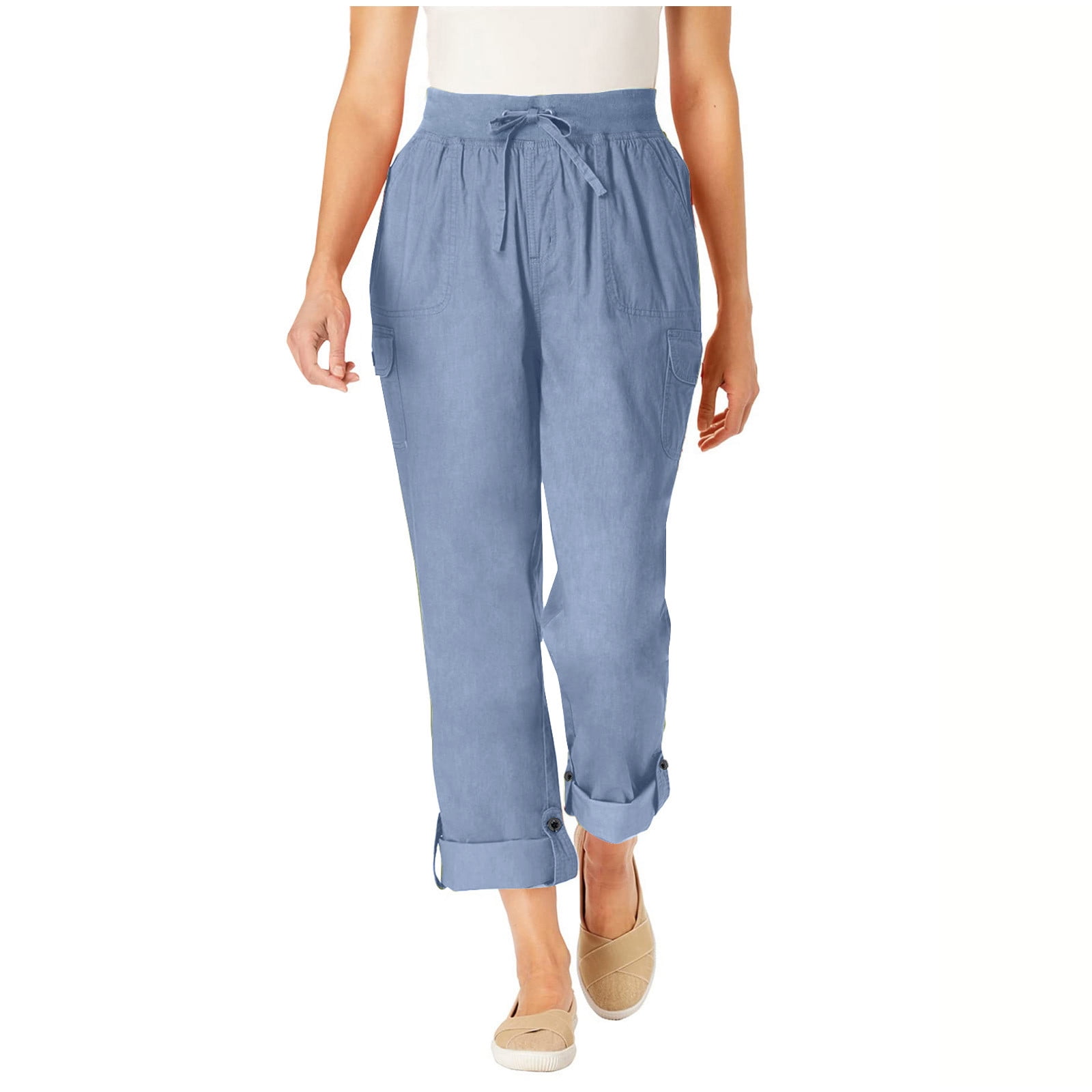 Light Royal Blue Trousers Pants for Women Fall Summer Loose Fit Baggy ...
