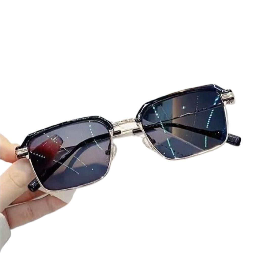 Light Sensitive Trendy Flat Lens, Half Frame Color Changing Glasses ...