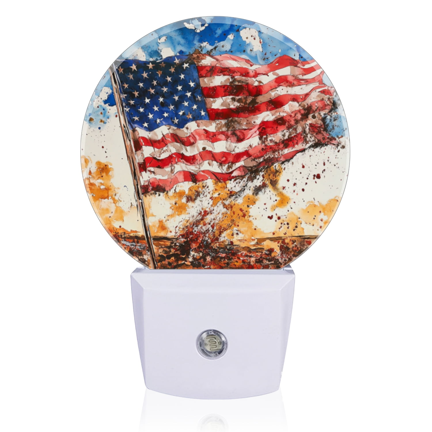 Light Sensor of LED Night Light, Dynamic Patriotic Watercolor Night ...