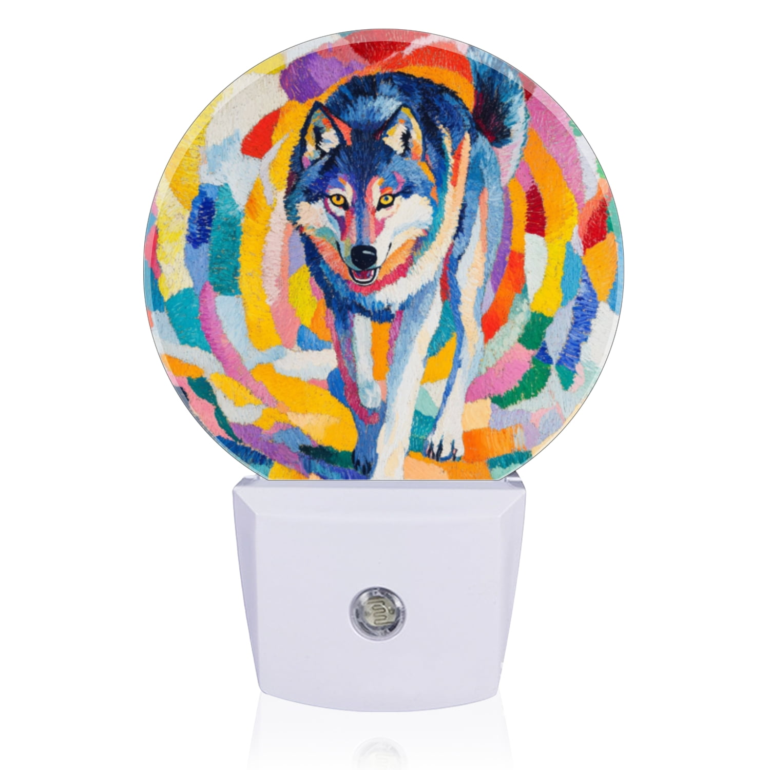 Light Sensor of LED Night Light, Vibrant Ring - Surrounded Wolf Night ...