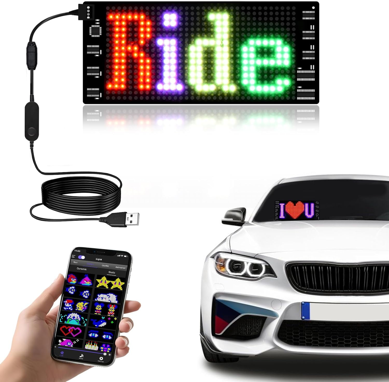 Light Signs for Car | Programmable LED Car Sign | Flexible LED ...