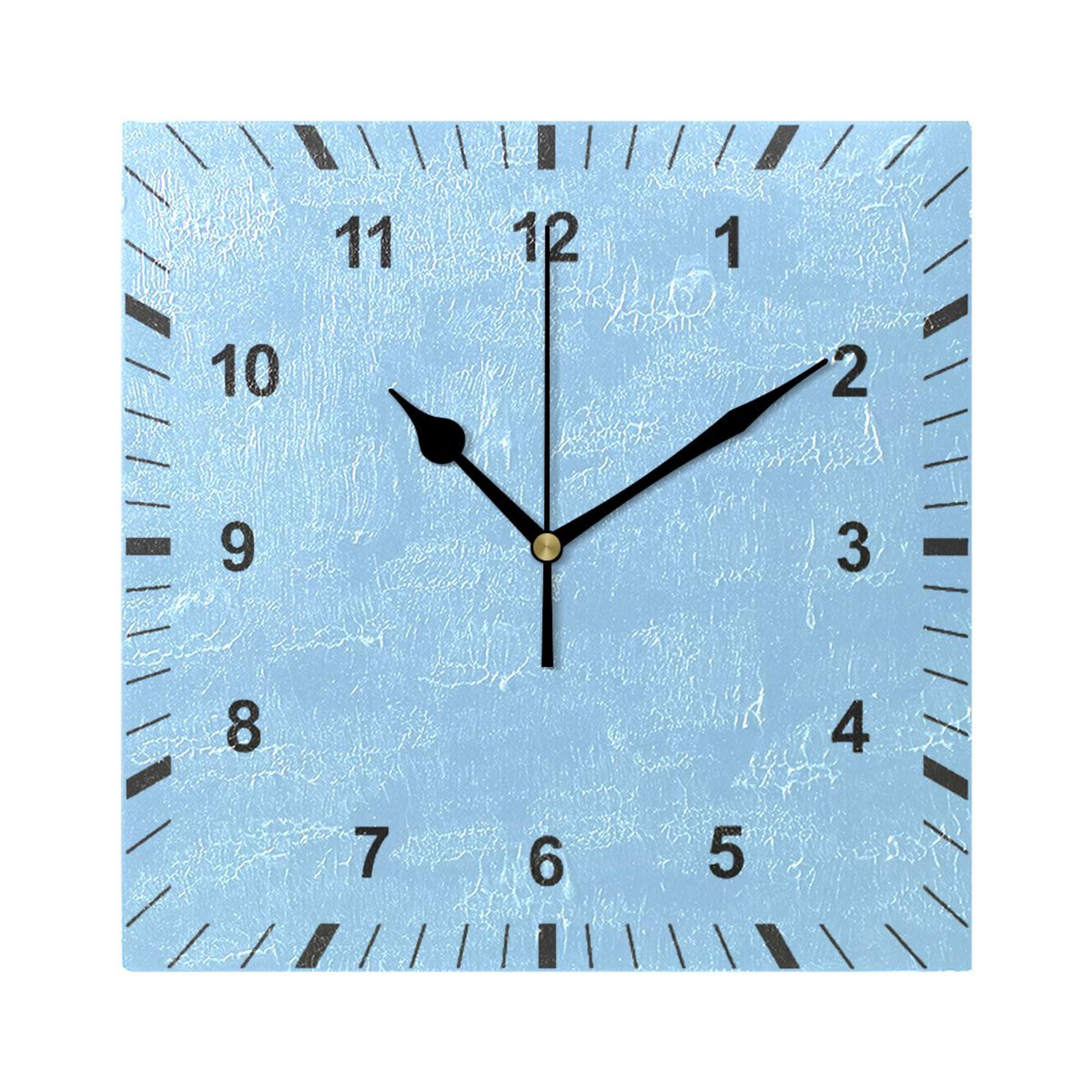 Light Sky Blue Wall Clock Battery Operated Silent Non-Ticking Bedroom ...