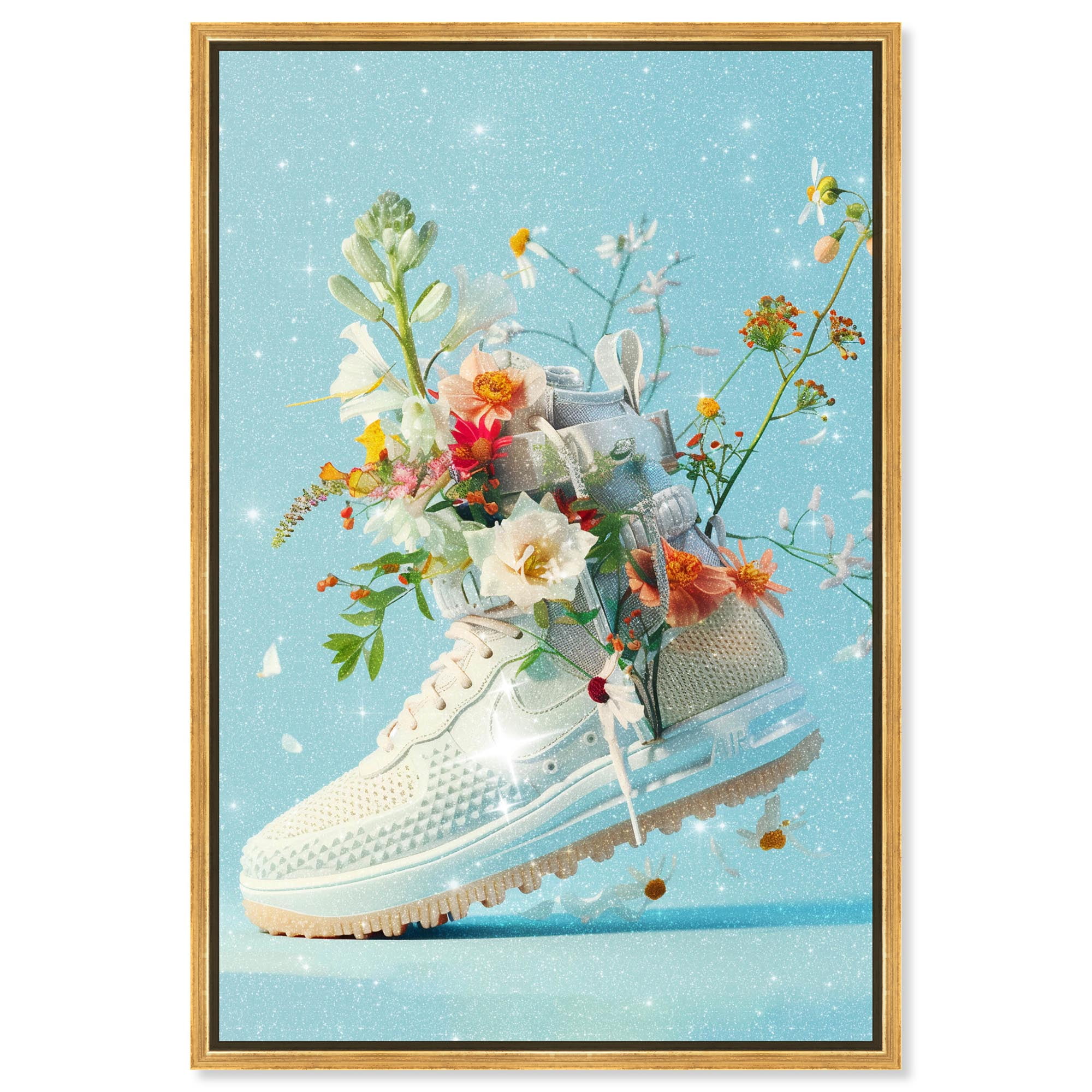 Light Sneaker Bouquet Canvas Modern Sneaker Art by Art Remedy, Gold ...