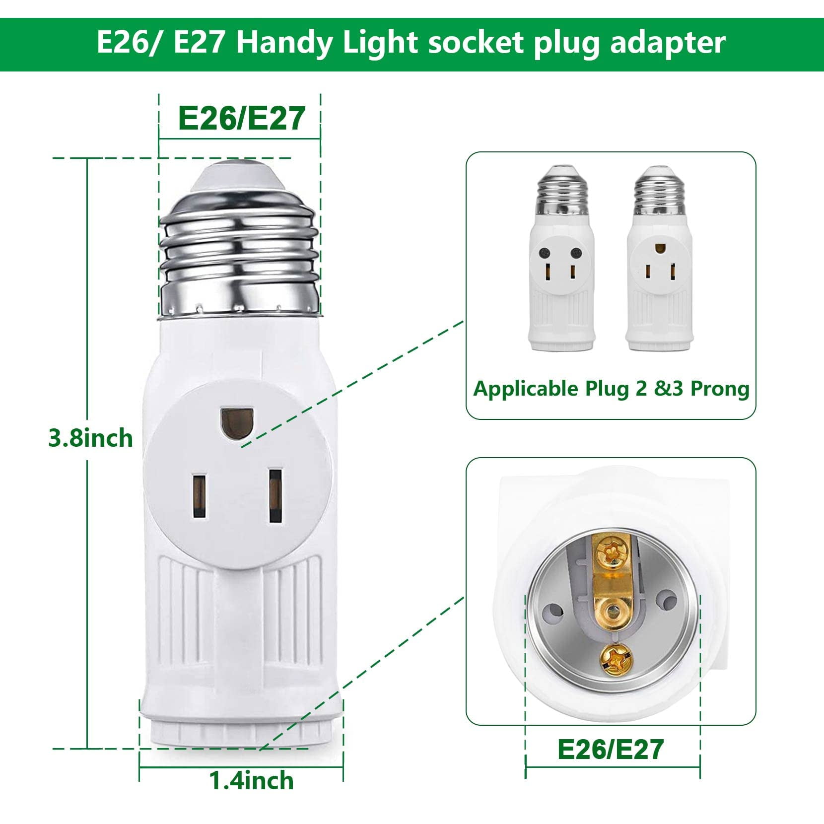 Light Socket Outlet Adapter, Plug Adapter, Outlet Plug Splitter ...