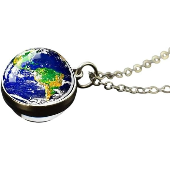 Light Solar System Necklace Galaxy Nebula Double sided Time Stone ...