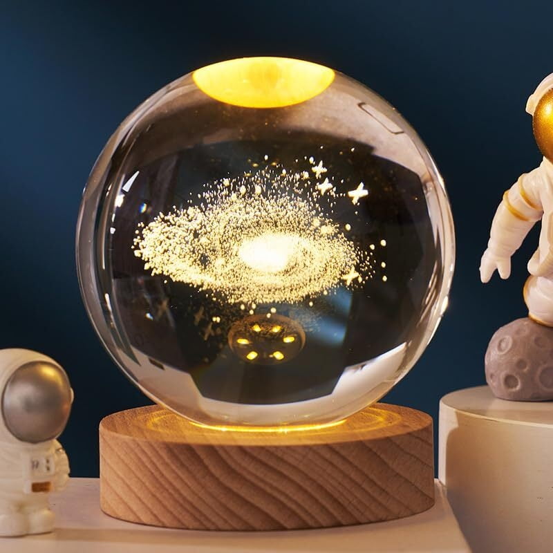 Light Sphere 3D Galaxy Crystal Ball Night Light, Calming Stellar ...