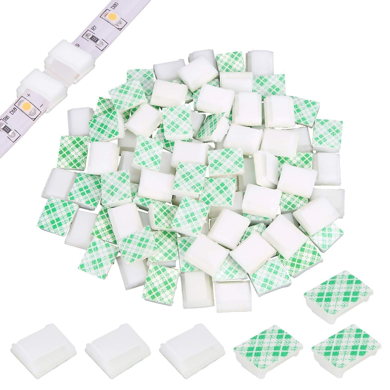 Light Strip Mounting Clips White Self Adhesive Led Light Fasteners ...