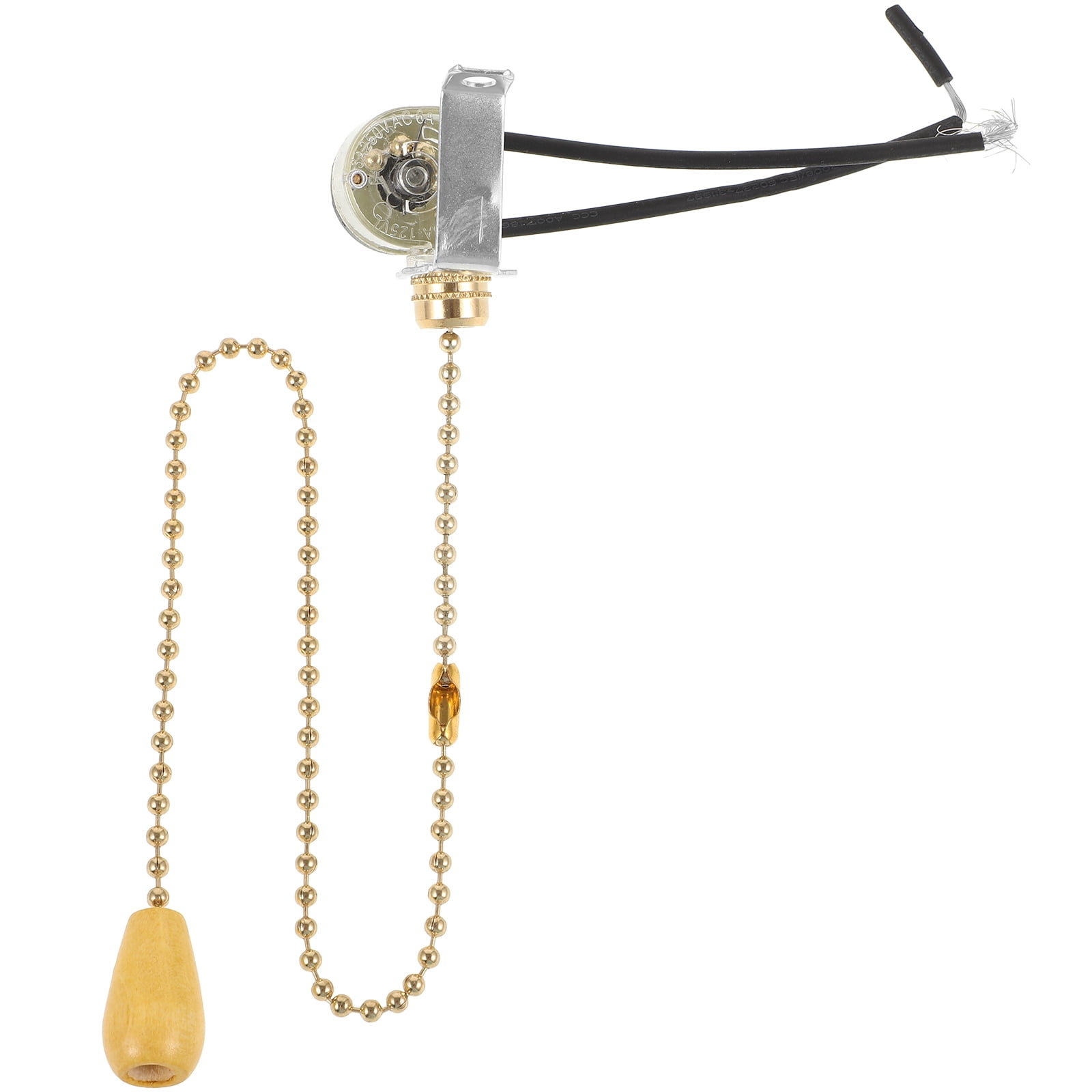 HEMOTON Golden Pull Chain Light Switch for Bathroom with Wood and Iron ...