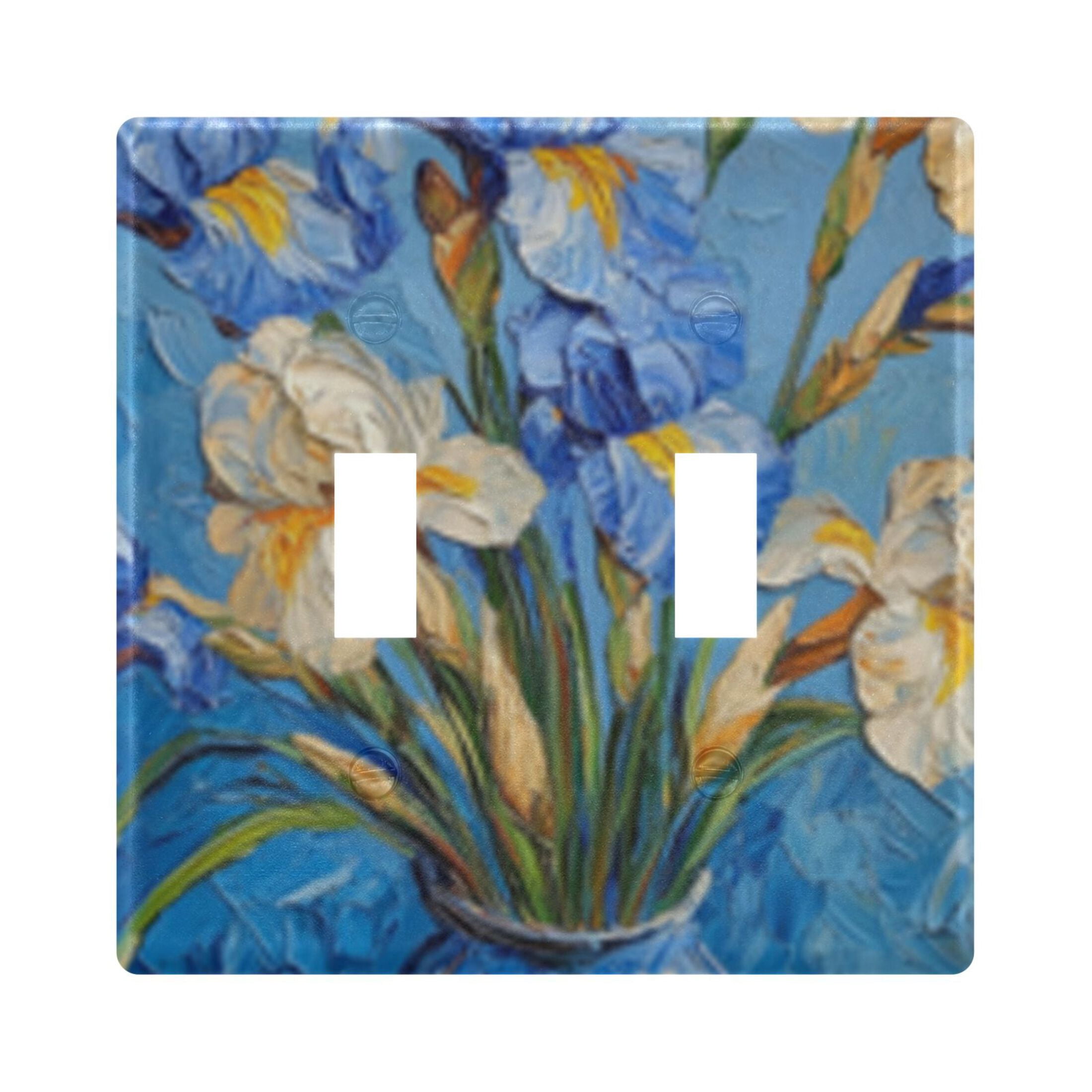 Light Switch Cover Blue Flowers in Pots Plates Faceplate Decorative ...