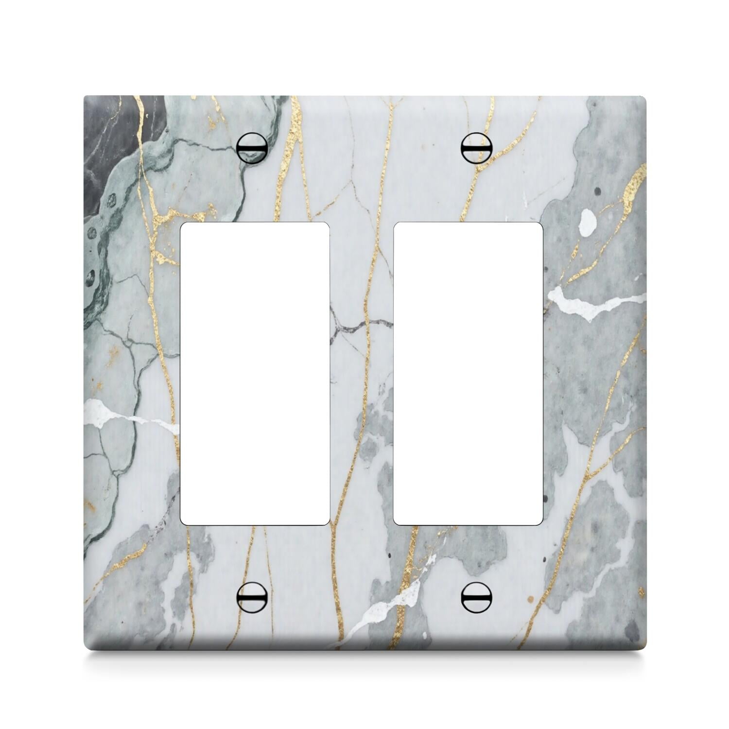 Light Switch Cover Marble Modern Geometric Flowers Abstract 2 Gang ...