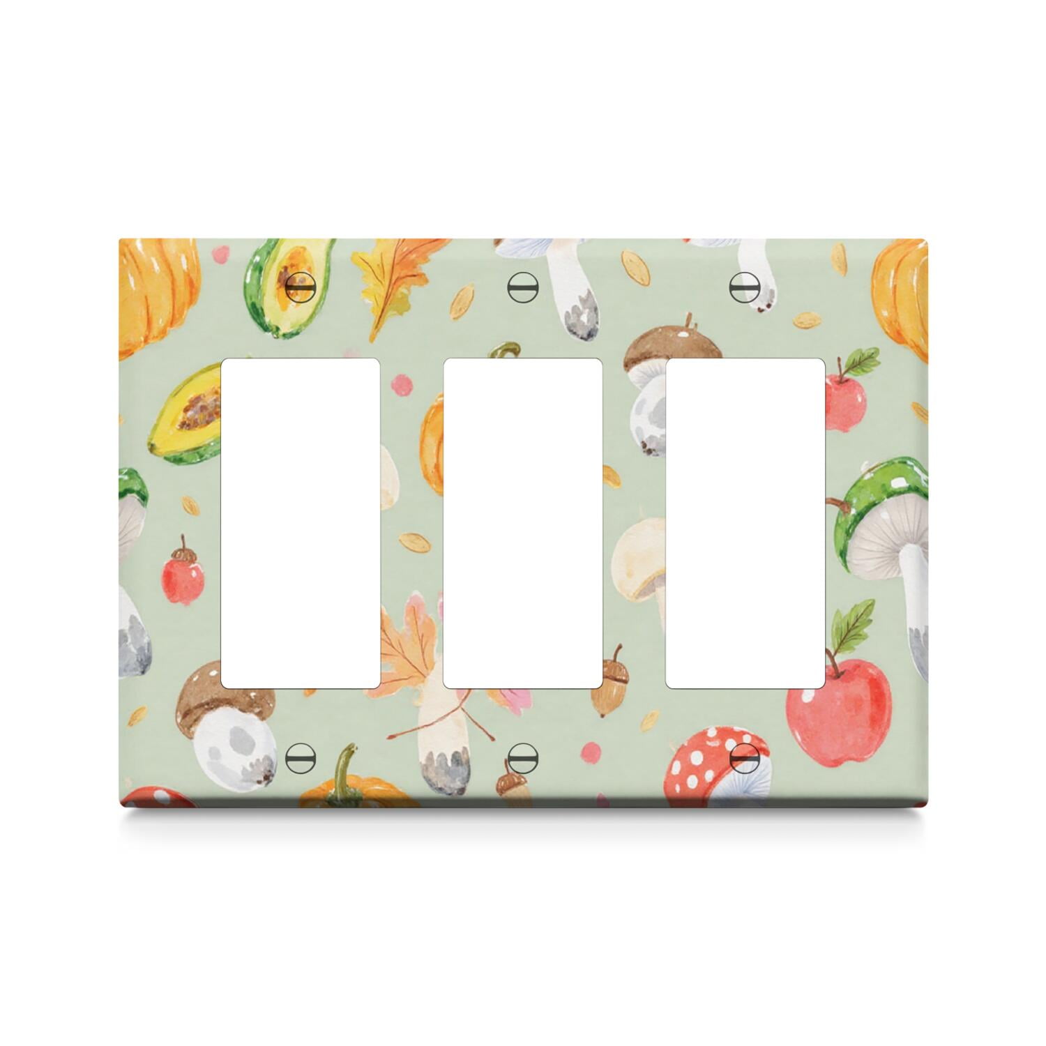 Light Switch Cover Mushroom 3 Gang Decorative Switch Face Wall Plate ...