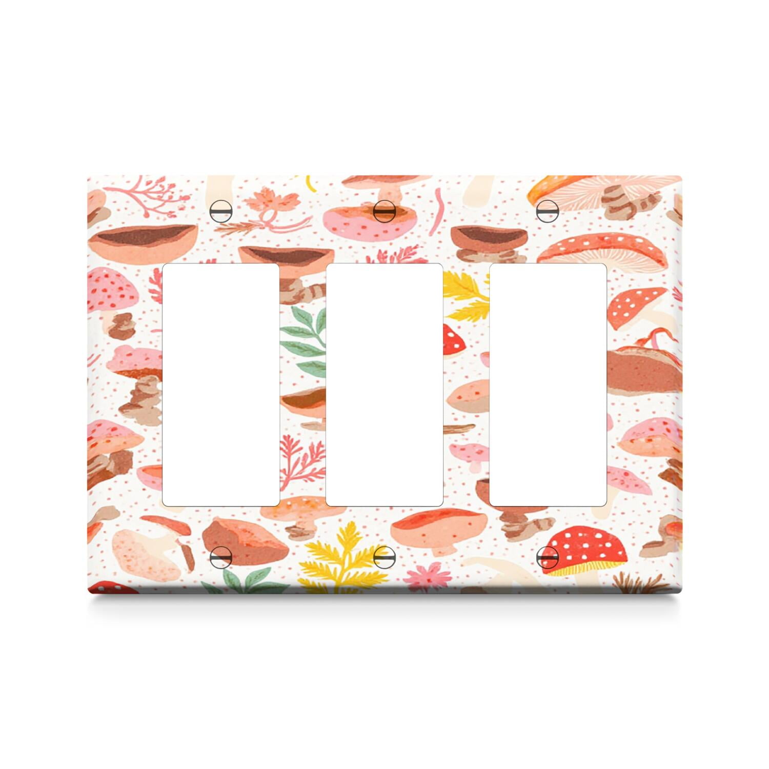 Light Switch Cover Mushroom 3 Gang Decorative Wall Plate Rustic Retro ...
