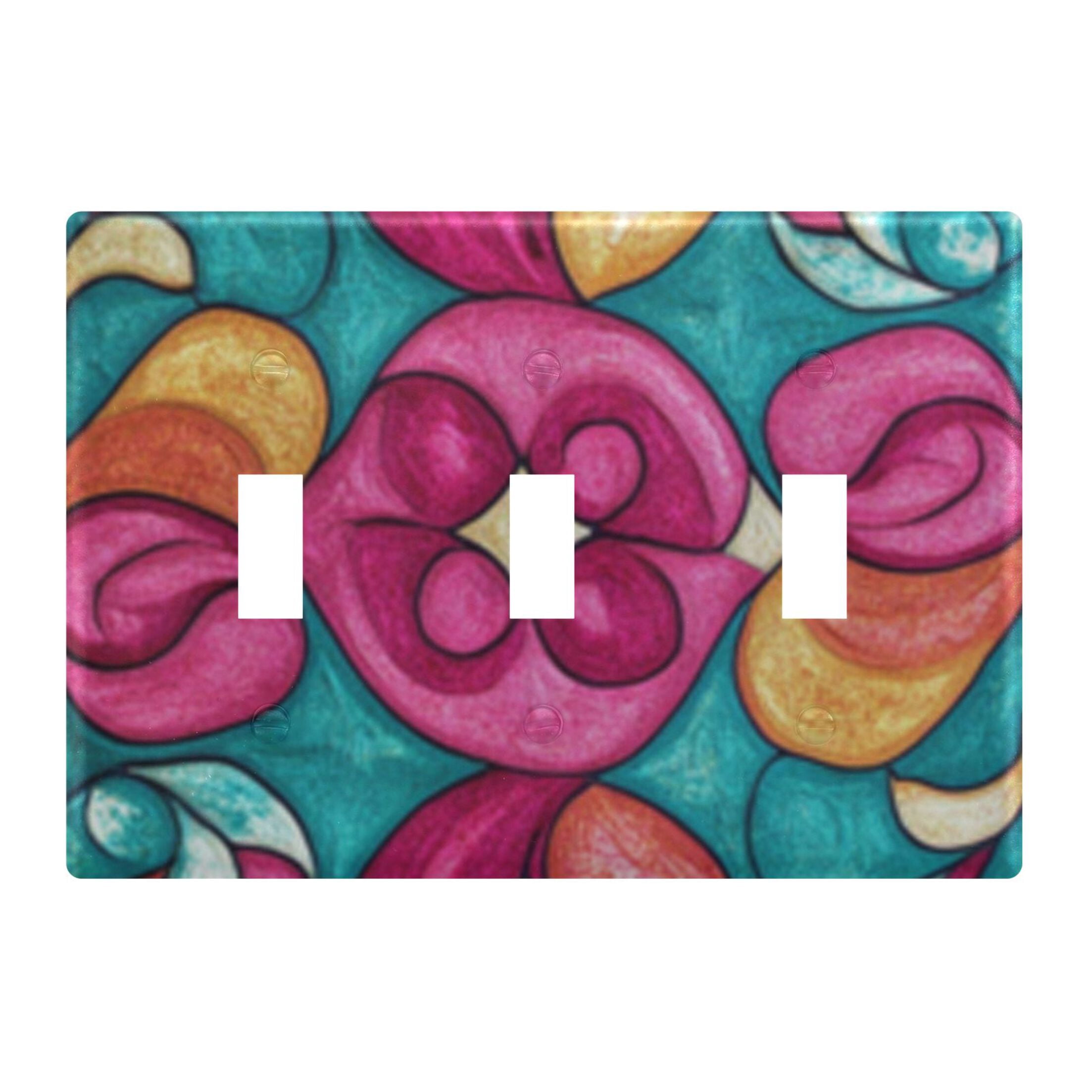 Light Switch Cover Pink and Green Glass Plates Faceplate Decorative ...