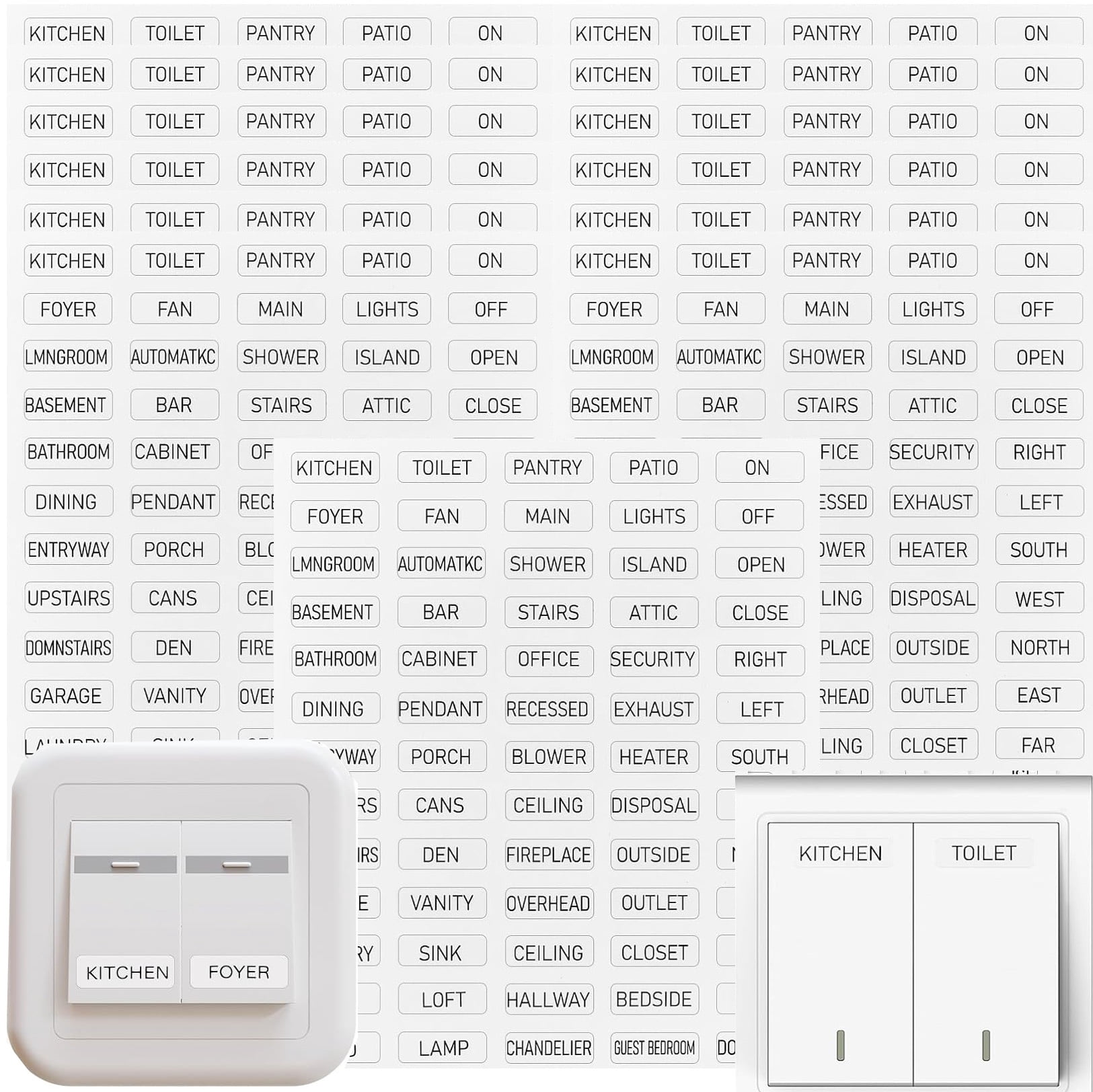 Light Switch Label Sticker, 10 Sheets Transparent Switches ...