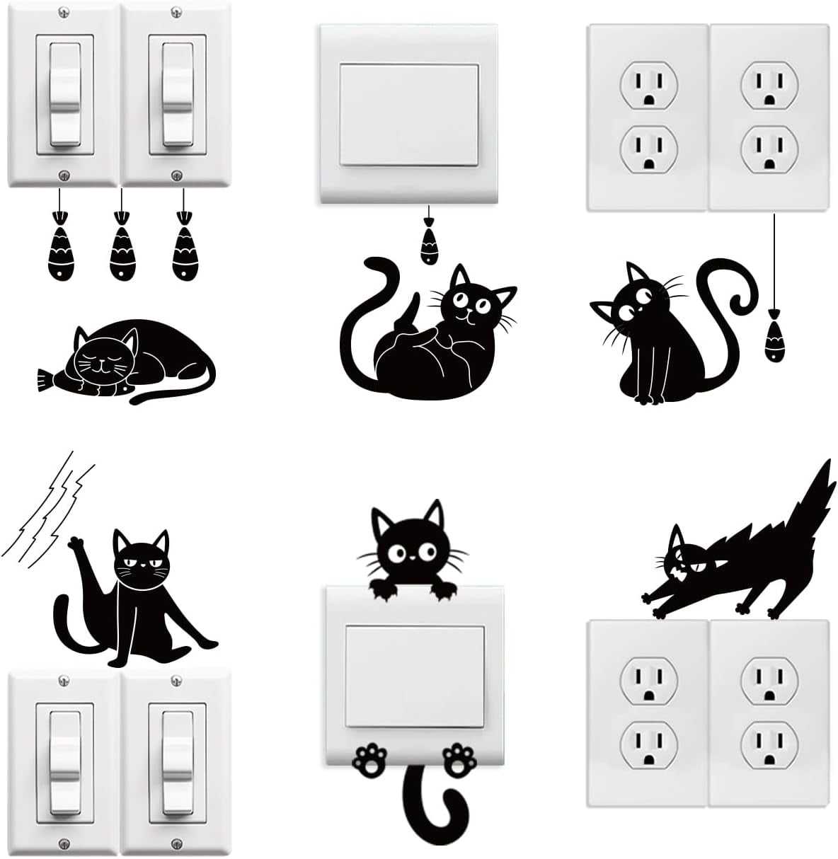 Light Switch Plate Stickers Labels Decals 6Pcs 7"x7" Funky Cats for ...
