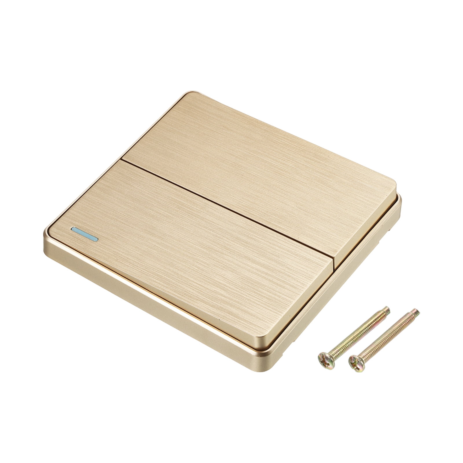 Light Switch Wall Panel Push Button 2 Gang 1 Way Gold Tone 250V 10A ...