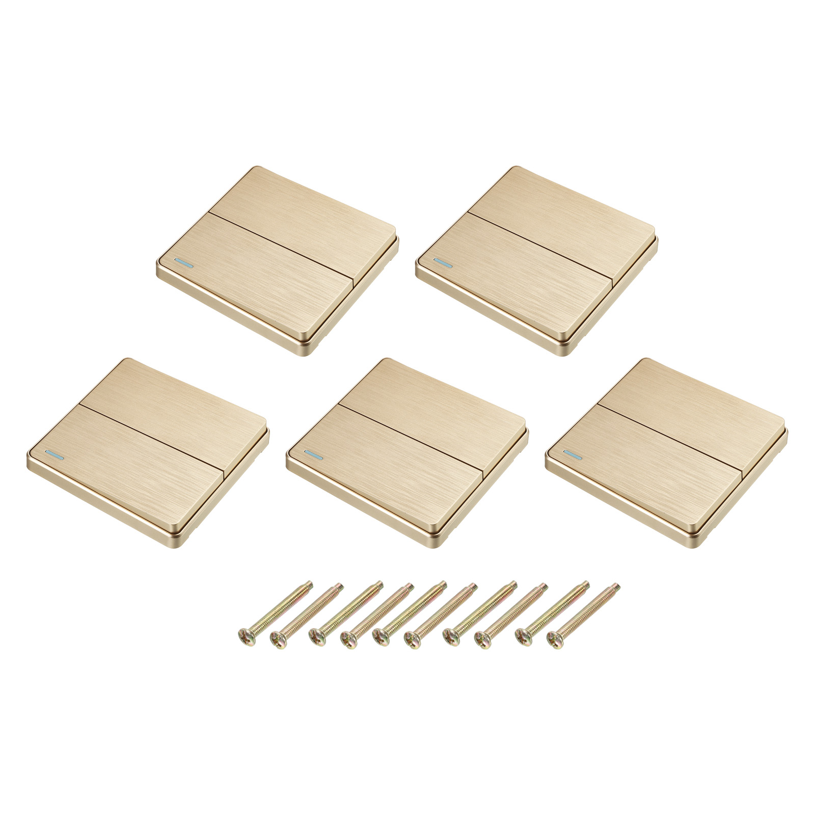 Light Switch Wall Push Button 2 Gang 1 Way Gold Tone 250V 10A 86x86mm ...