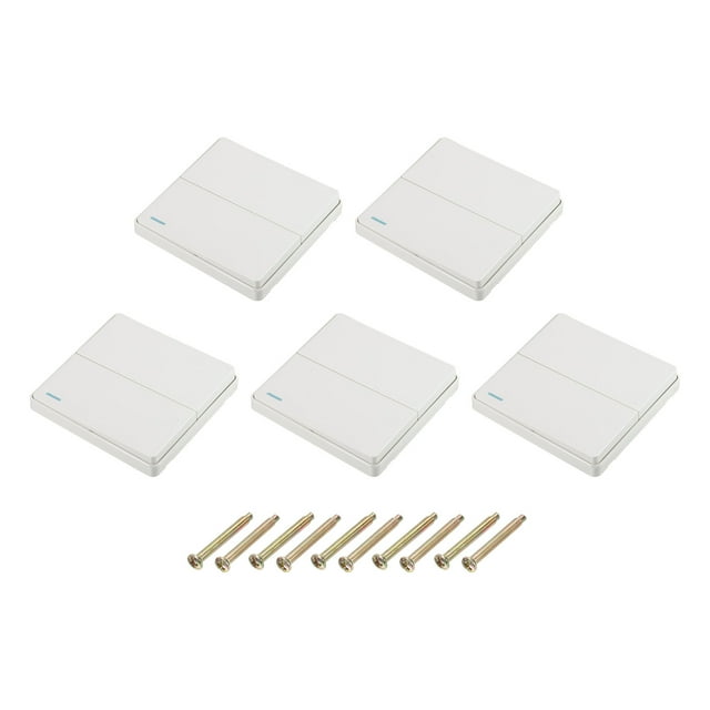 Light Switch Wall Push Button 2 Gang 1 Way White 250V 10A 86mmx86mm ...