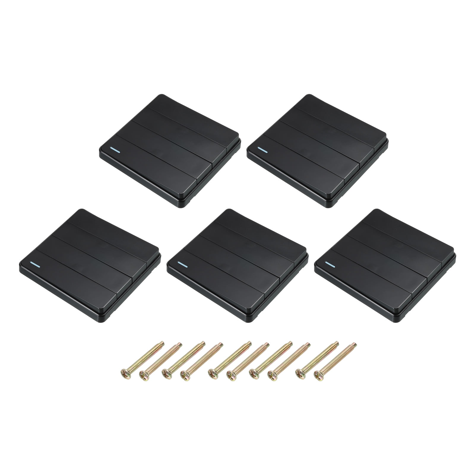 Light Switch Wall Push Button 4 Gang 2 Way Black 250V 10A 86mmx86mm ...