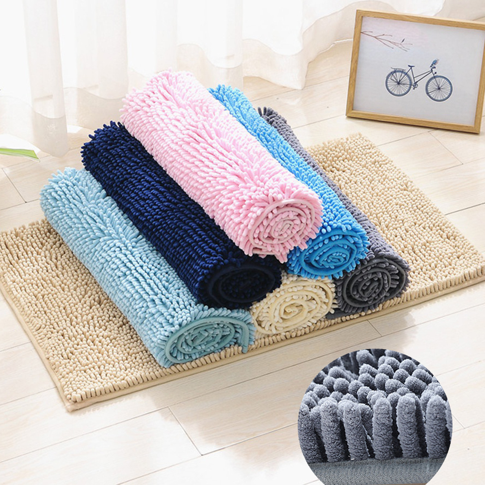 Light Tan Rugs for Bathroom Slip-Resistant Shag Chenille Bath Rugs Mat ...