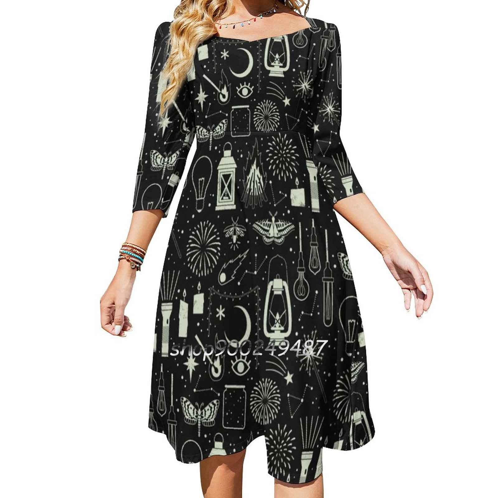 Light The Way : Glow Flare Dress Square Neck Dress Elegant Female ...