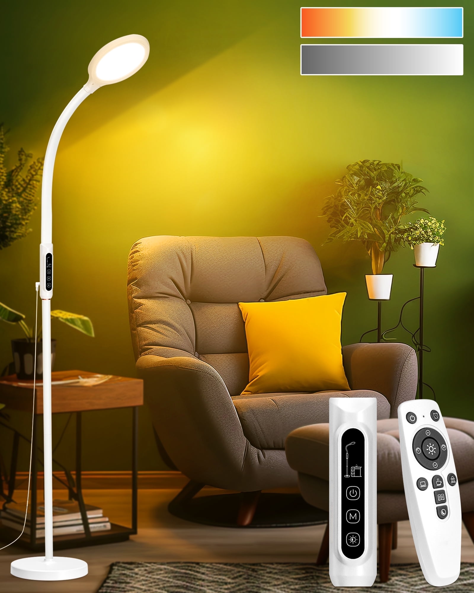 Light Therapy Floor Lamp, 11000 Lux Sun Light Happy Lamp 10 Color ...