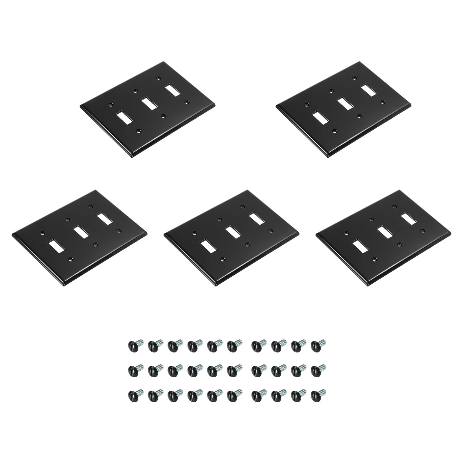 Light Toggle Switch Wall Plate 3 Gang PC Black Cover 162mm x 114mm for ... Light Toggle Switch Wall Plate 3 Gang PC Black Cover 162mm x 114mm for ...