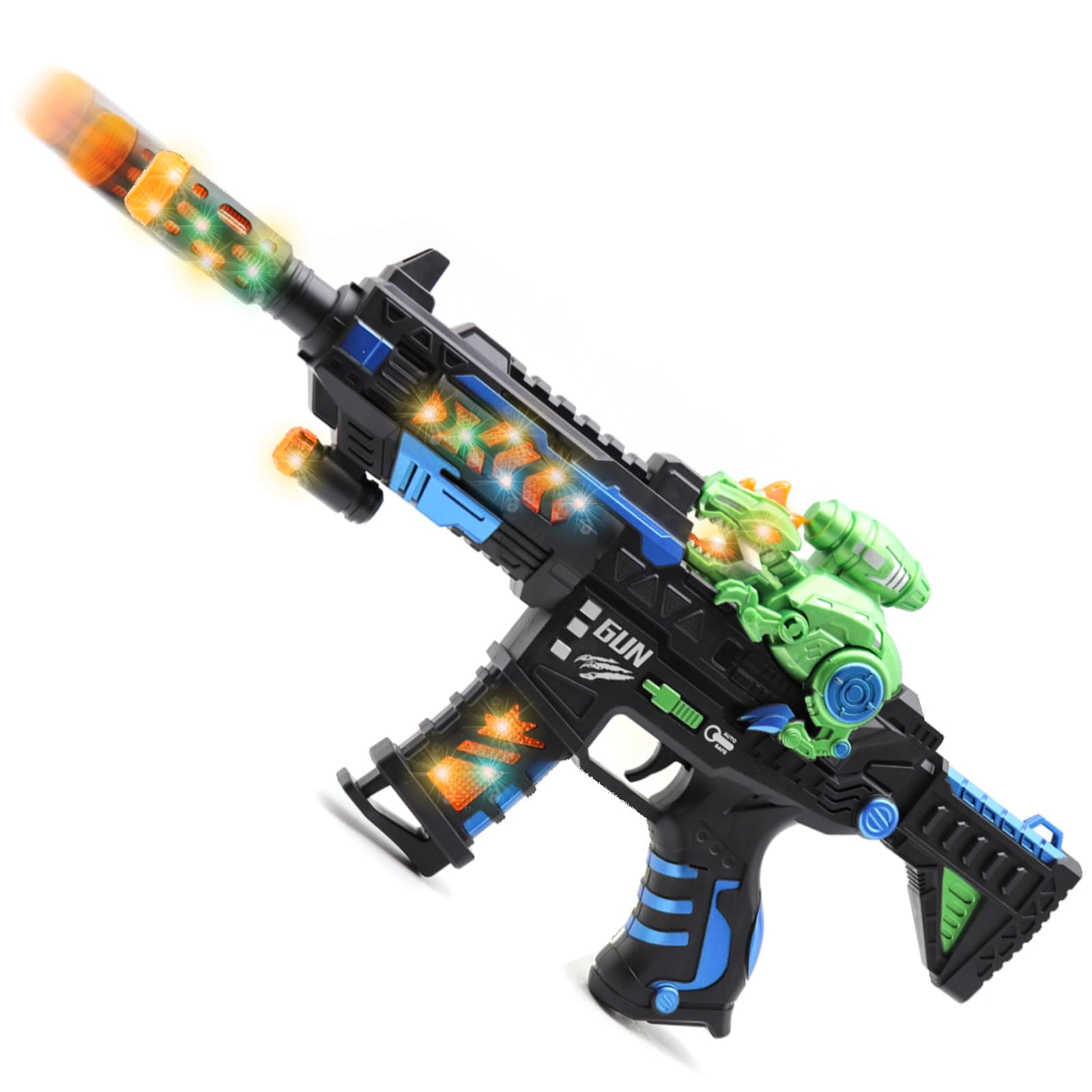 Light Up Toy Gun With Sound Effects For Kids, Unique Barrel Telescopic ...