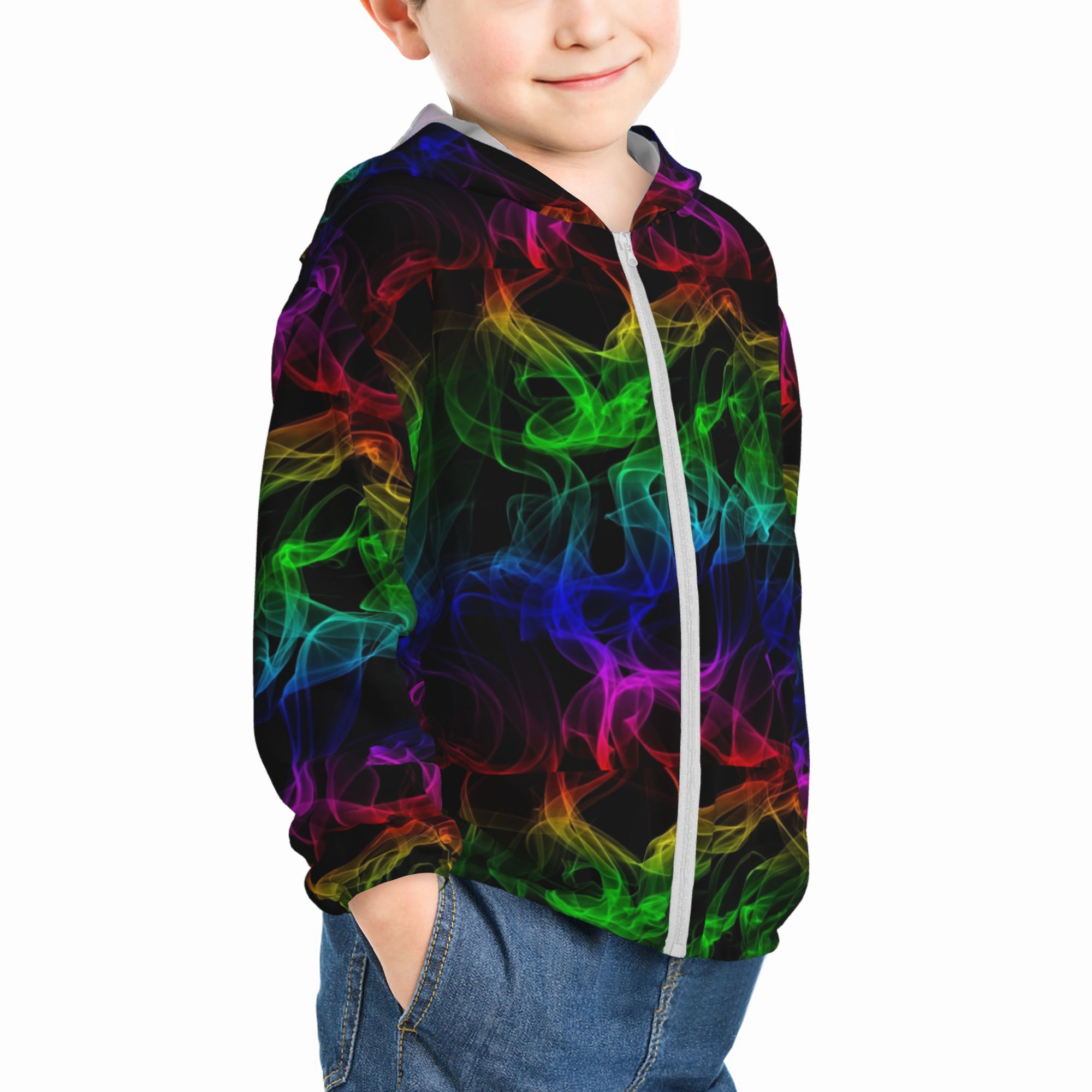 Light Trails Wallpaper Kids Zip-Up Hoodie Girls Boys Sun Protection Jacket Hooded Cooling Shirt ...