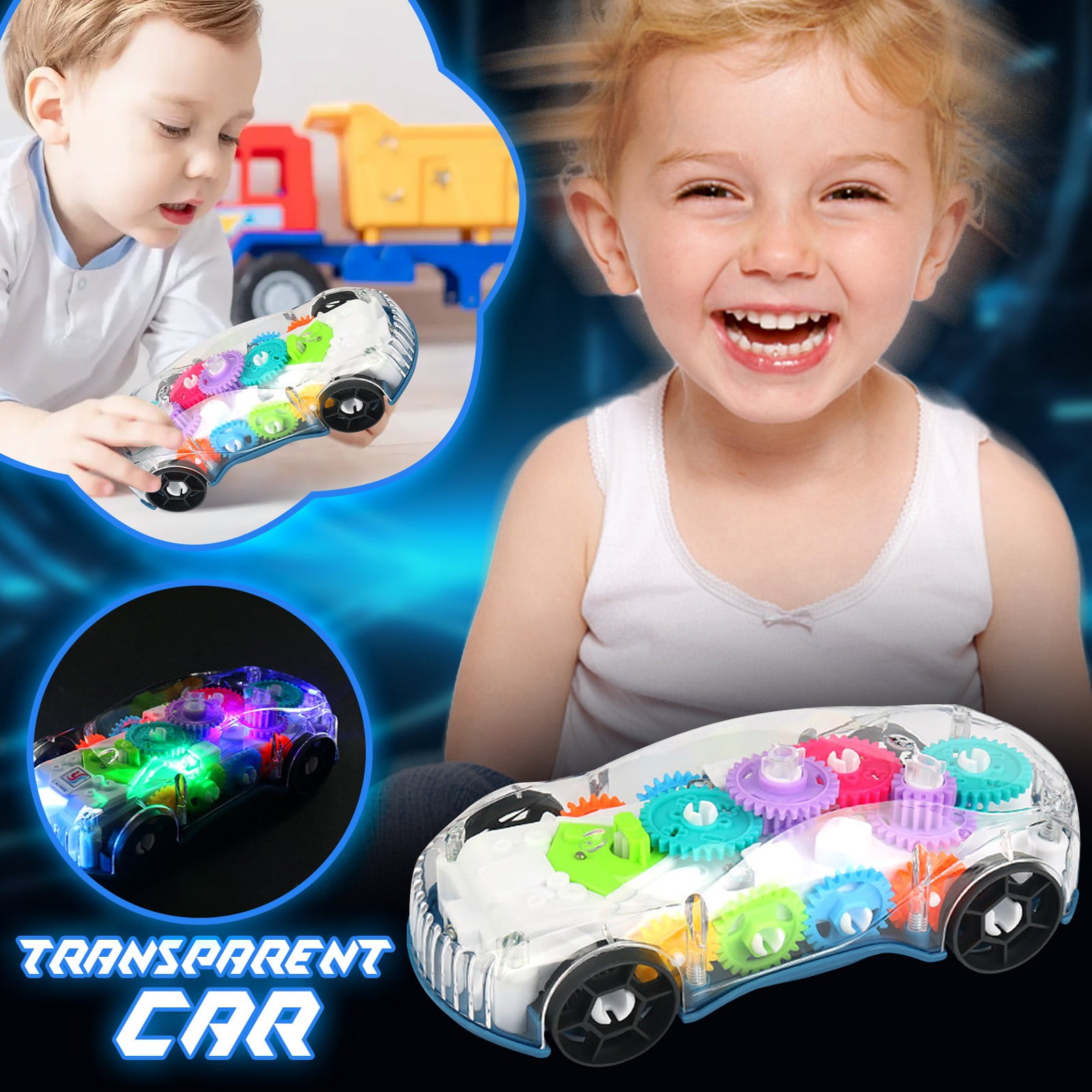 Light Up Transparent Car Toy for Kids, Sensory Toys for Kid, Toy Car ...